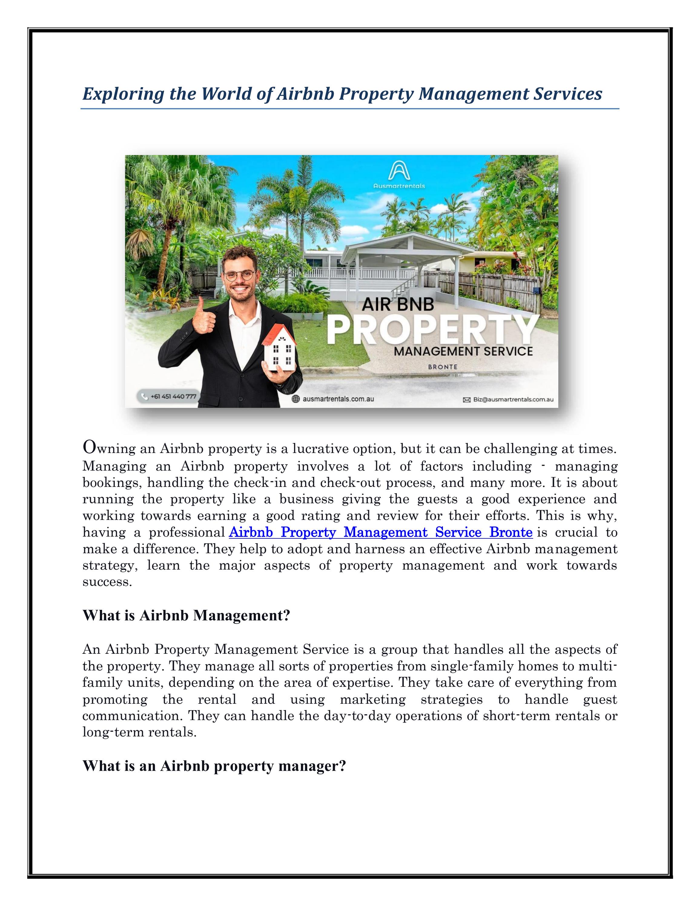 Exploring the World of Airbnb Property Management Services by AU Smart ...