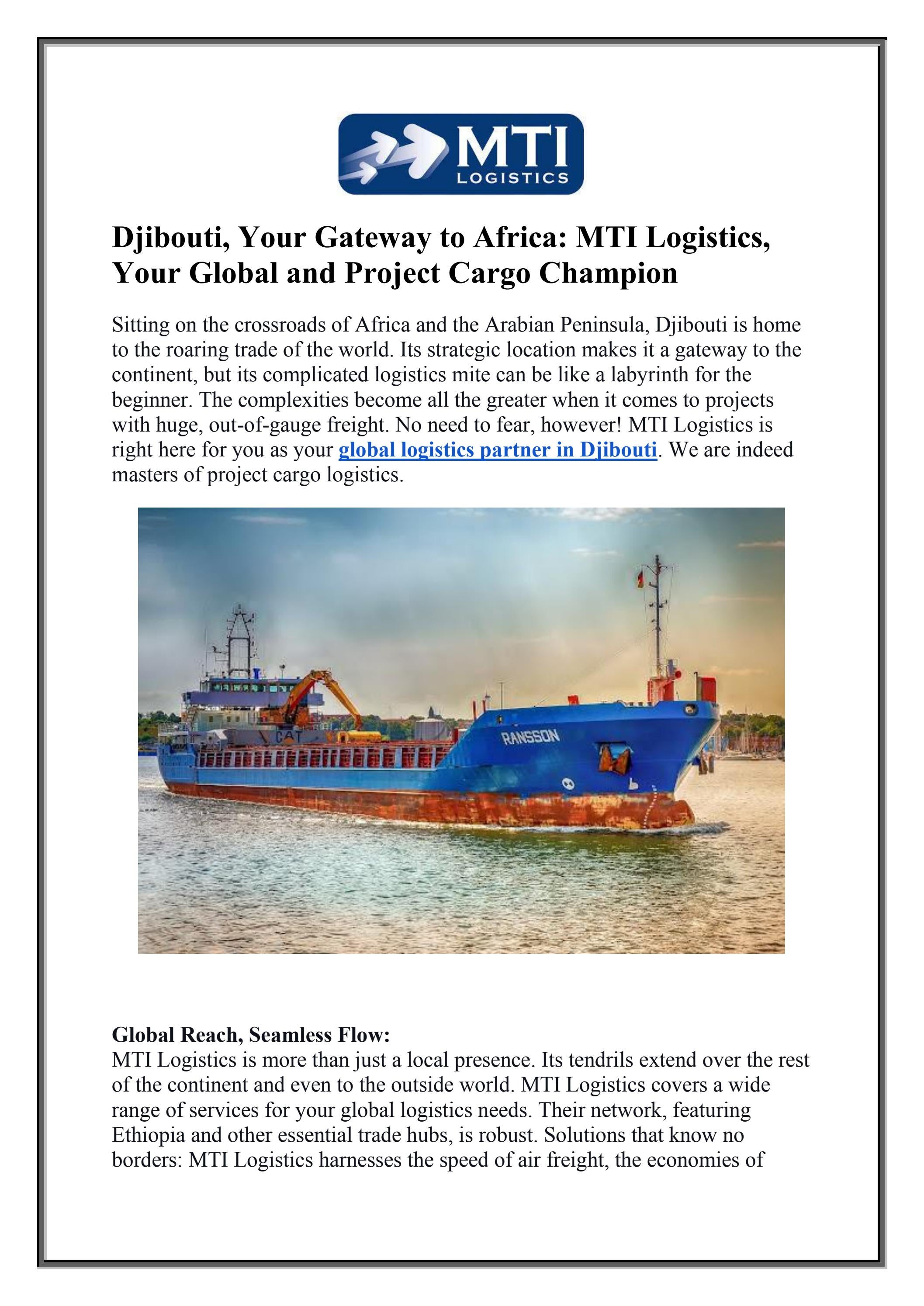 Djibouti, Your Gateway to Africa: MTI Logistics, Your Global and ...