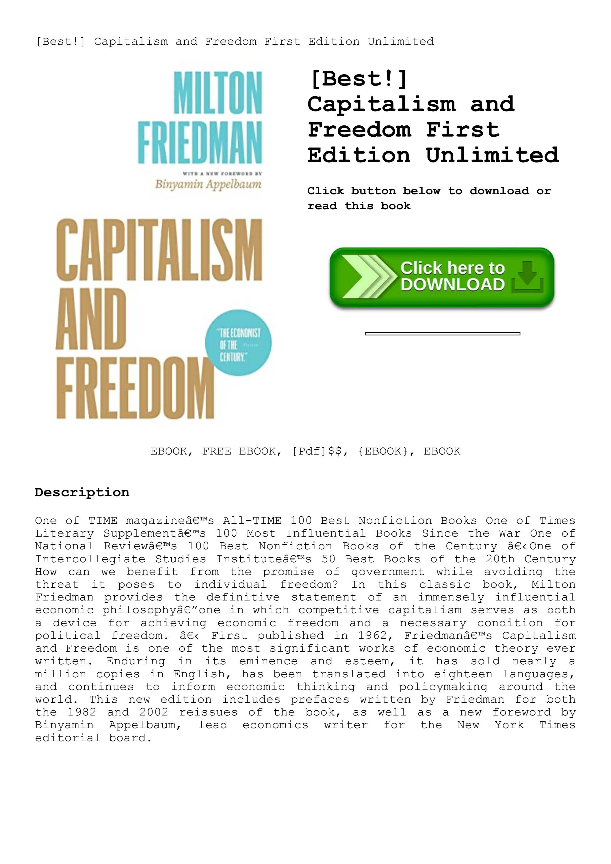 [Best!] Capitalism and Freedom First Edition Unlimited by ...