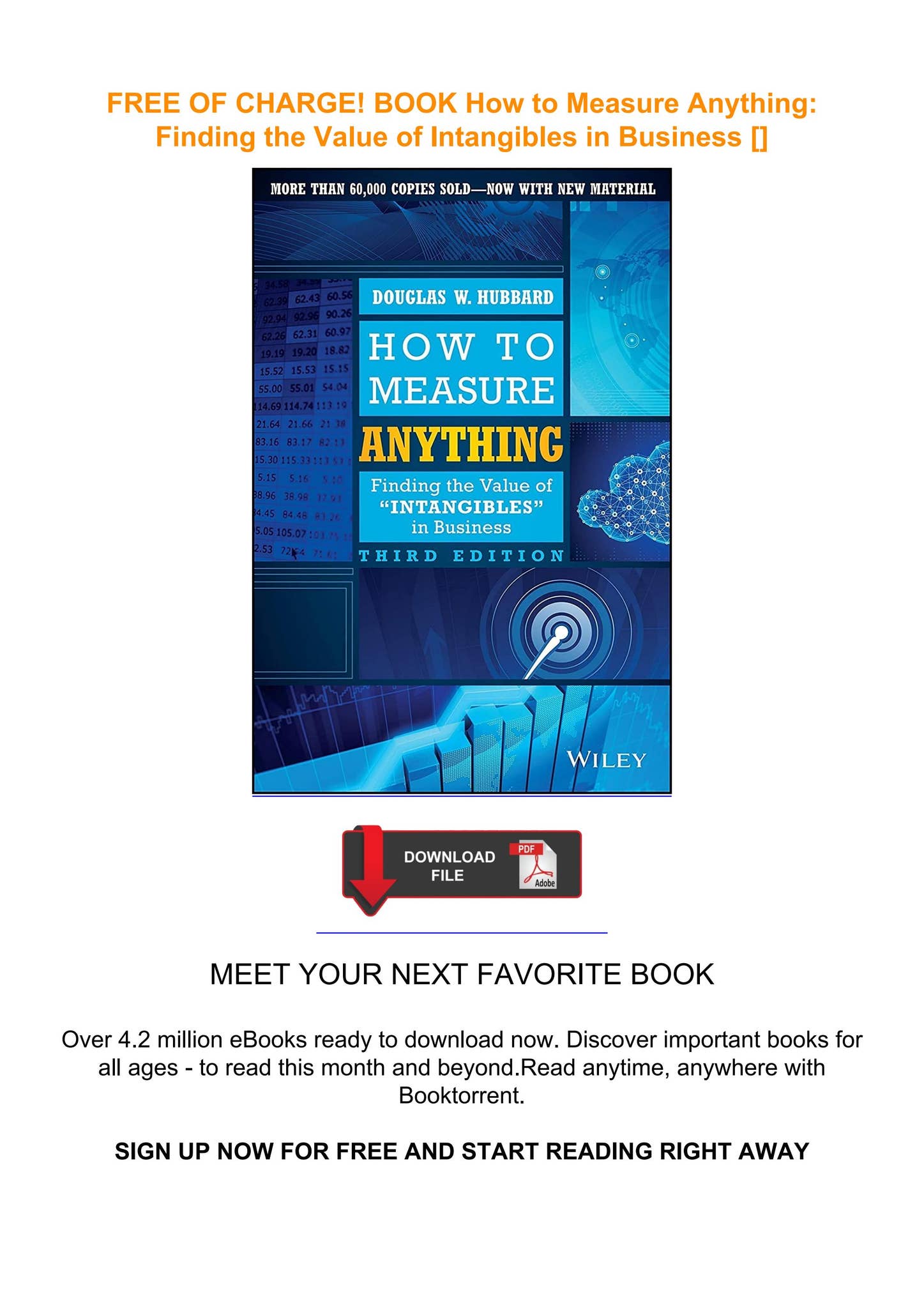 FREE OF CHARGE! BOOK How to Measure Anything: Finding the Value of ...