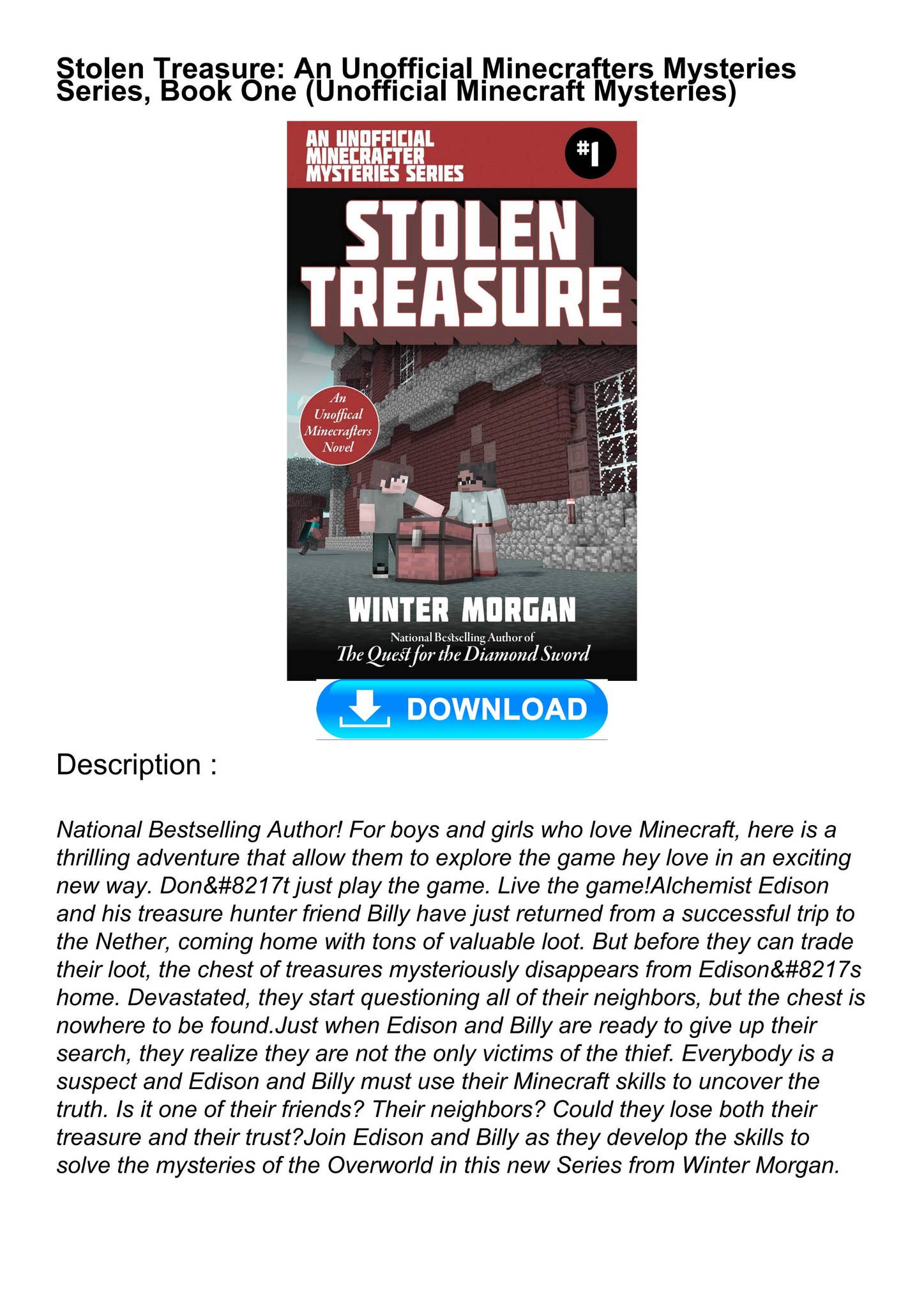 ⚡Read PDF Stolen Treasure: An Unofficial Minecrafters Mysteries Series ...
