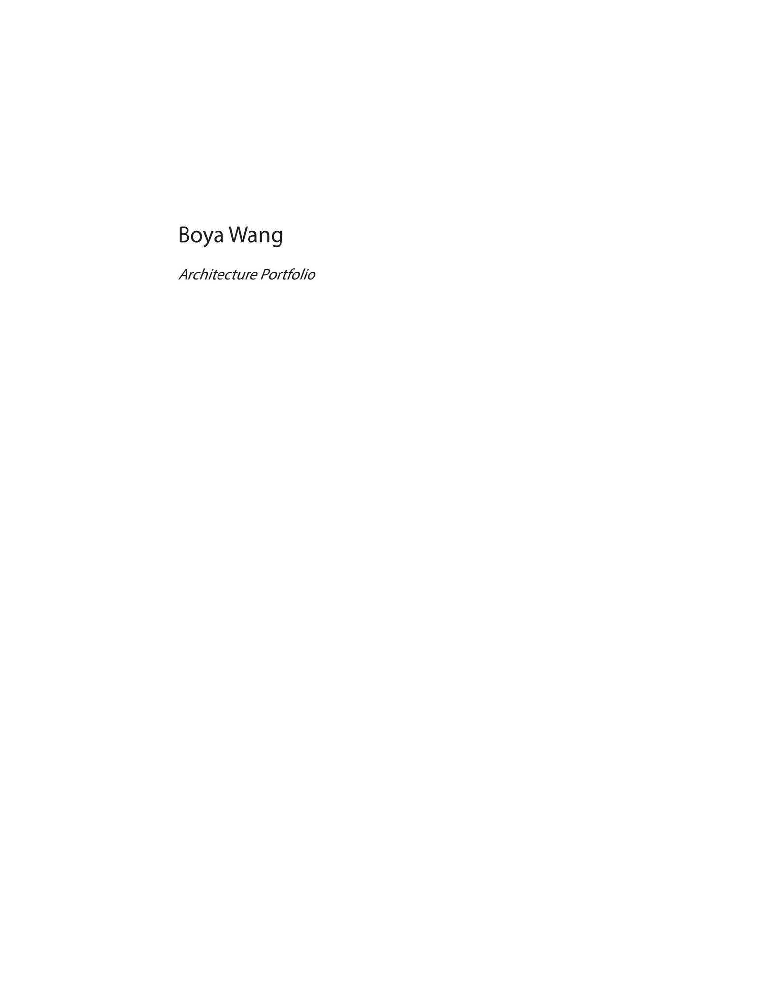 Boya Wang Portfolio by Boya Wang - Issuu