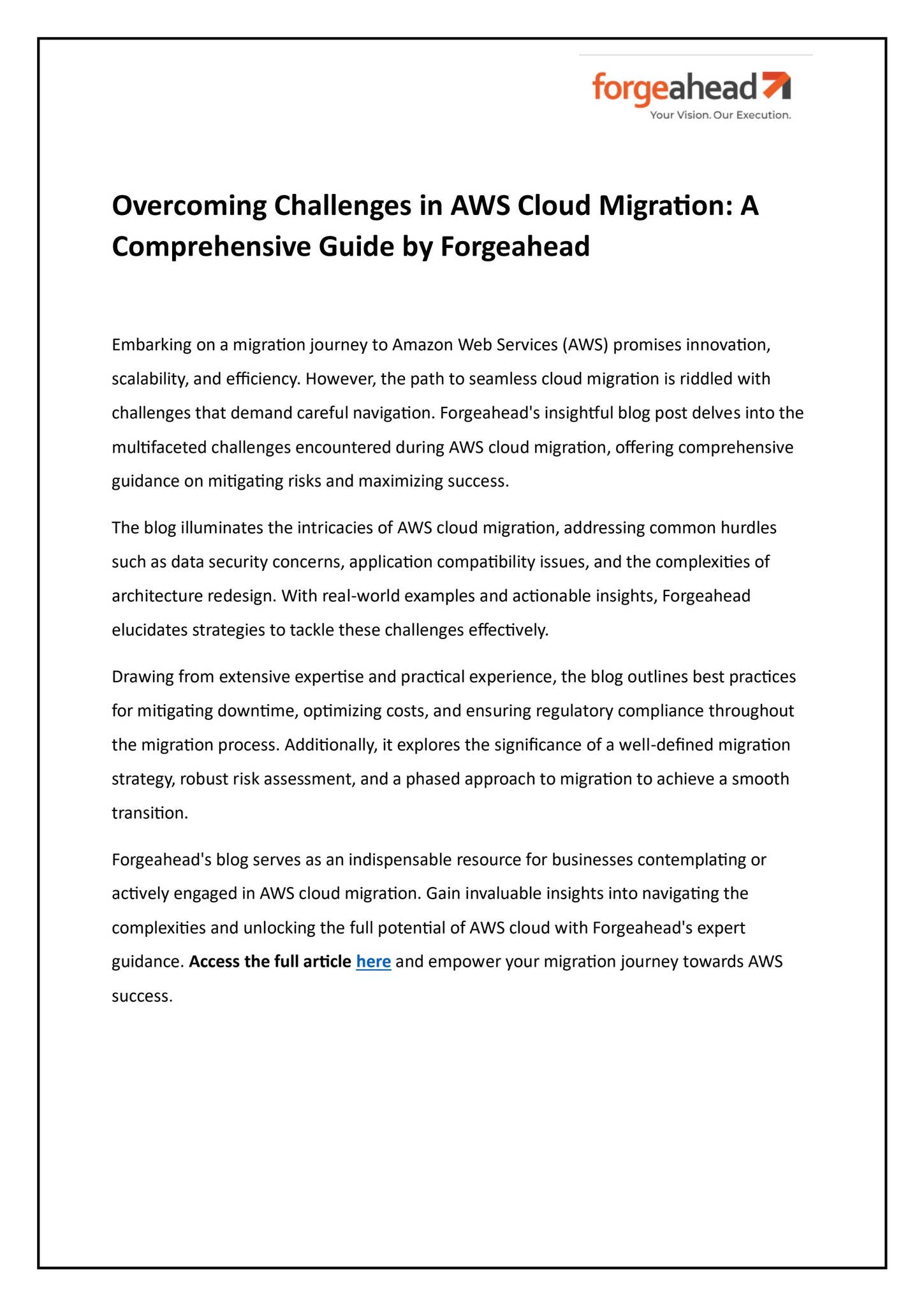Navigating Challenges in AWS Cloud Migration: A Comprehensive Guide by ...