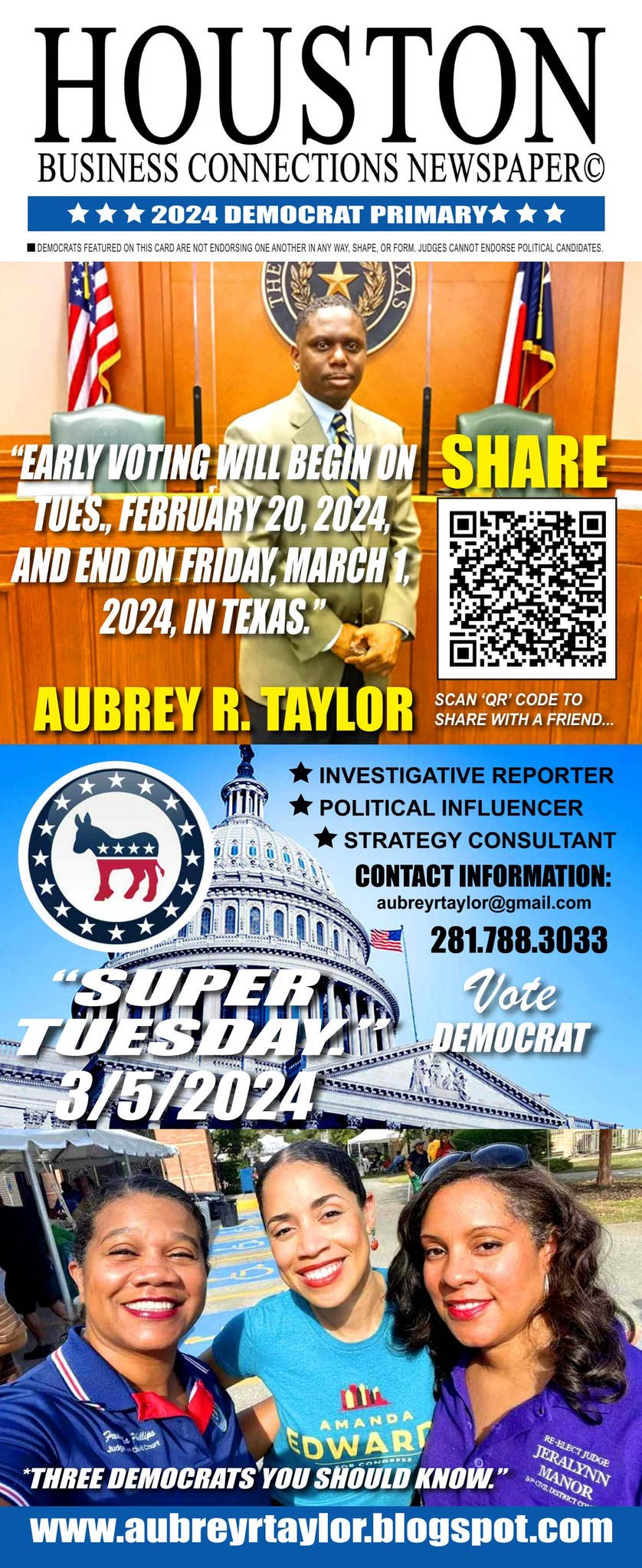 Tuesday, March 5, 2024, Democratic Party Primary Slate Contested Races ...
