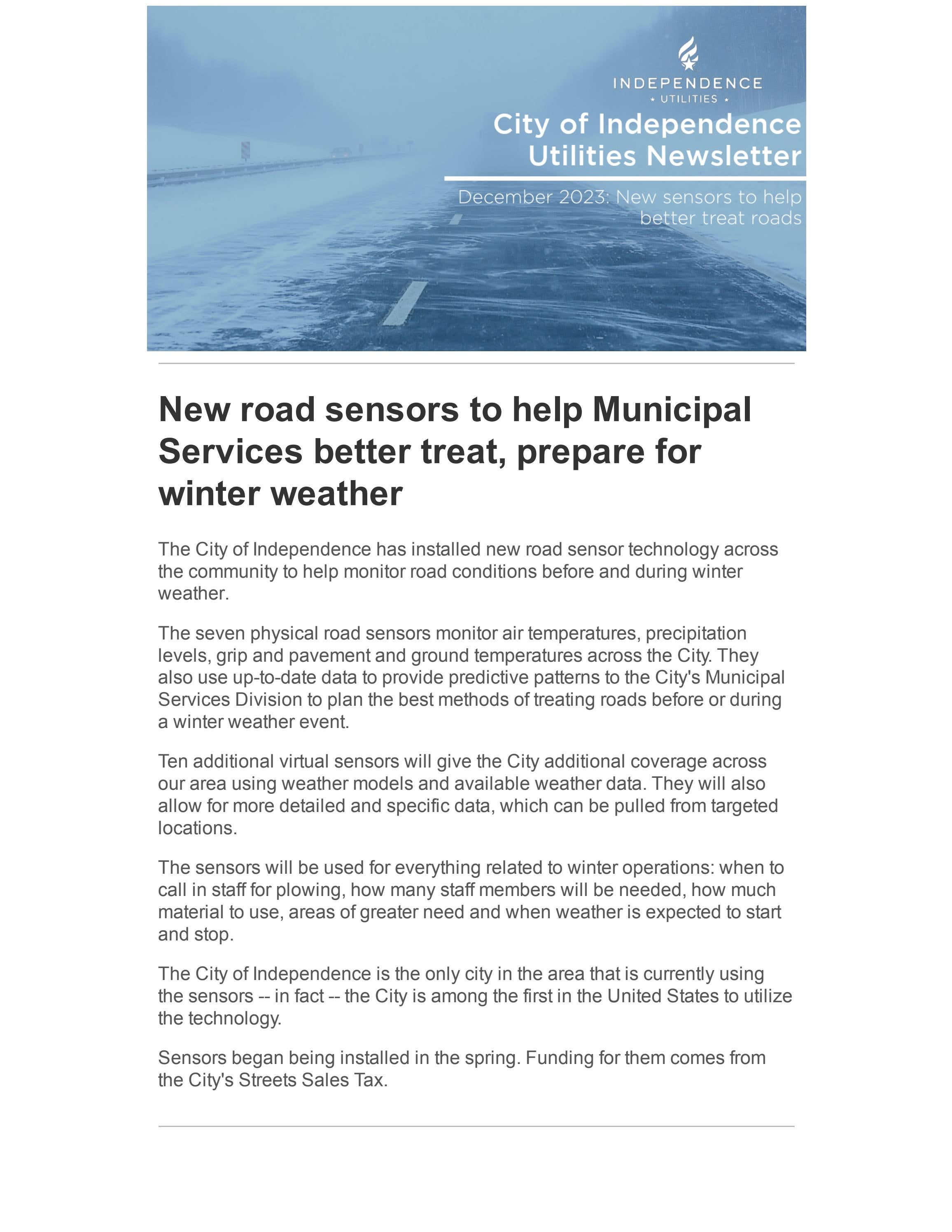 December 2023 Utilities Newsletter by cityofindepmo - Issuu