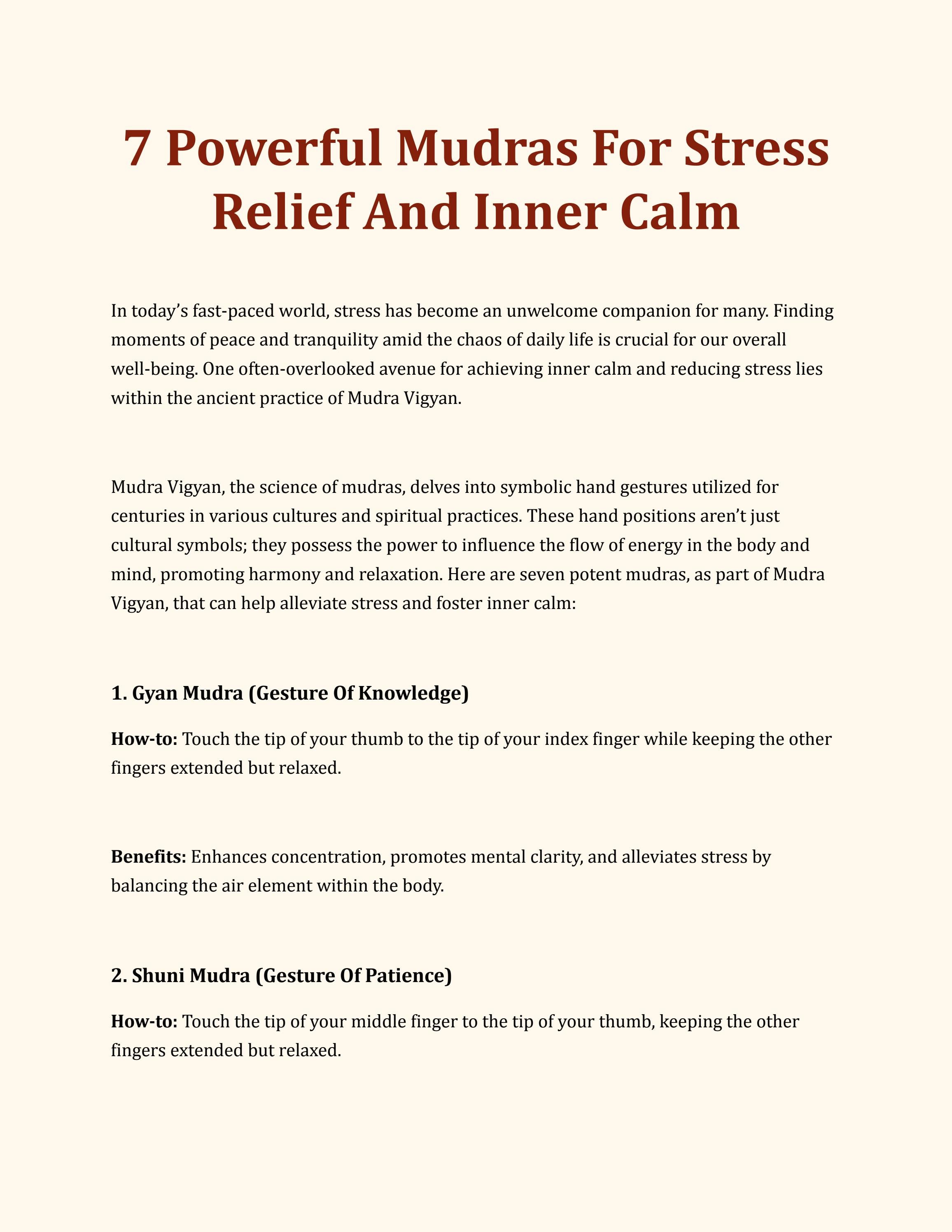 7 Powerful Mudras For Stress Relief And Inner Calm by Aadyog - Issuu