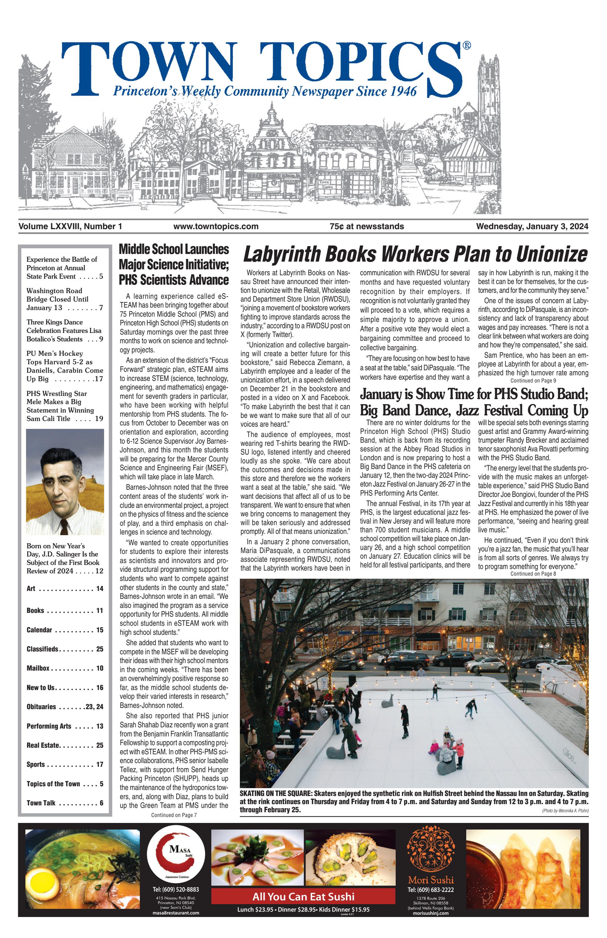 Town Topics Newspaper, January 3, 2024. by Witherspoon Media Group - Issuu