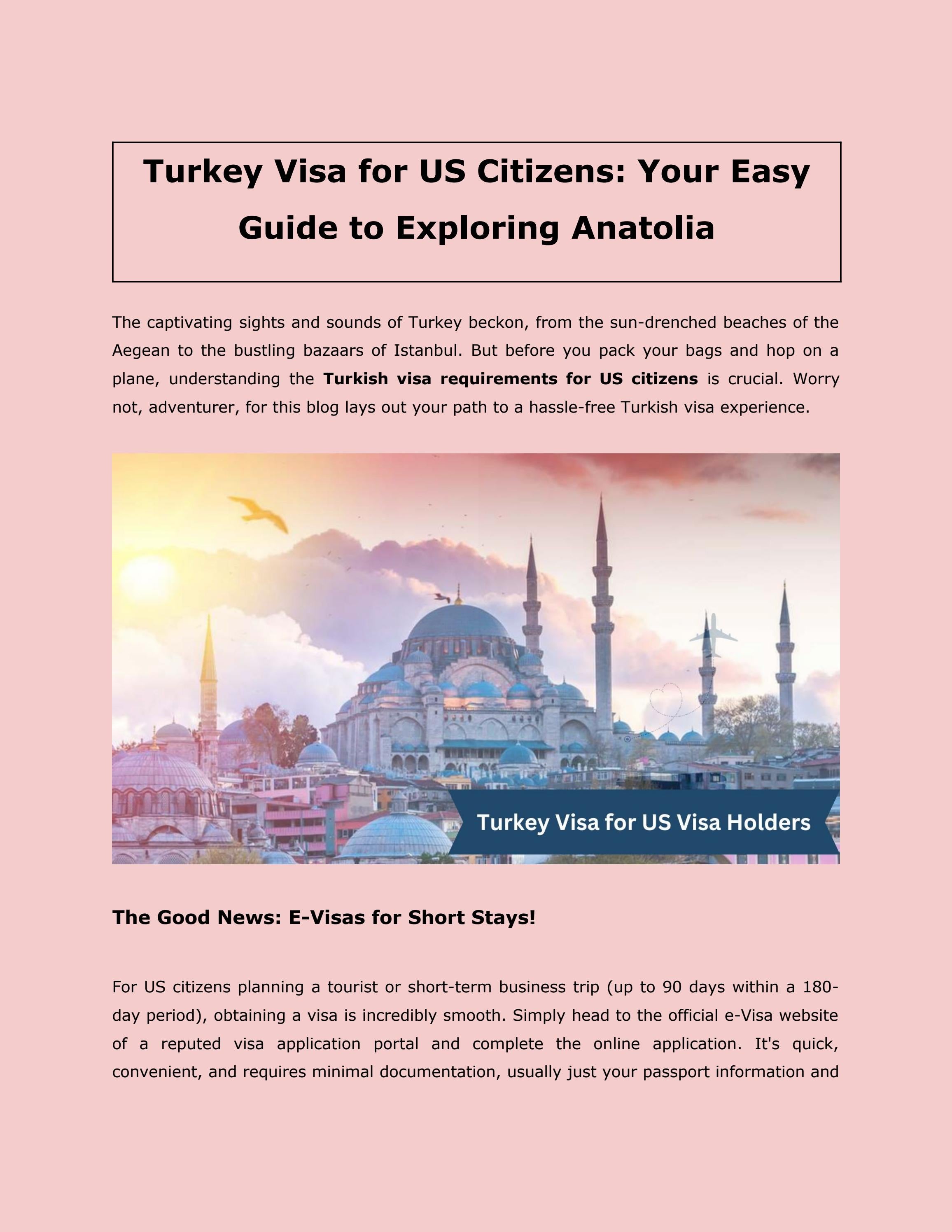 Turkey Visa for US Citizens: Your Easy Guide to Exploring Anatolia by ...