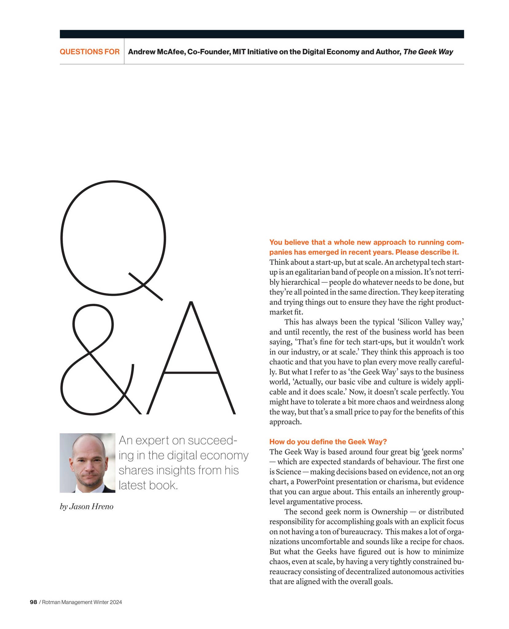 Questions for: Andrew McAfee by Rotman School of Management - Issuu