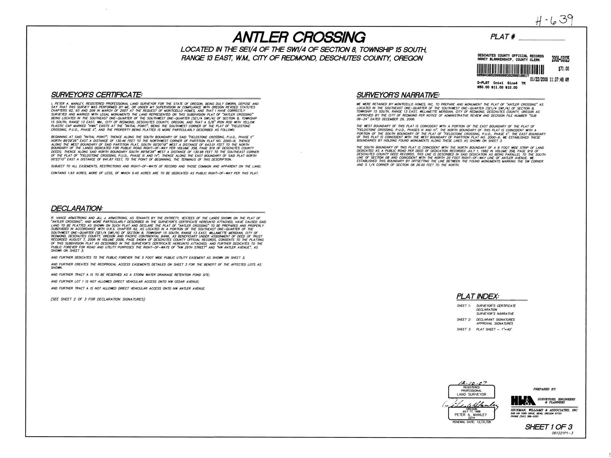 Antler Crossing Plat Map by info-deschutestitle - Issuu