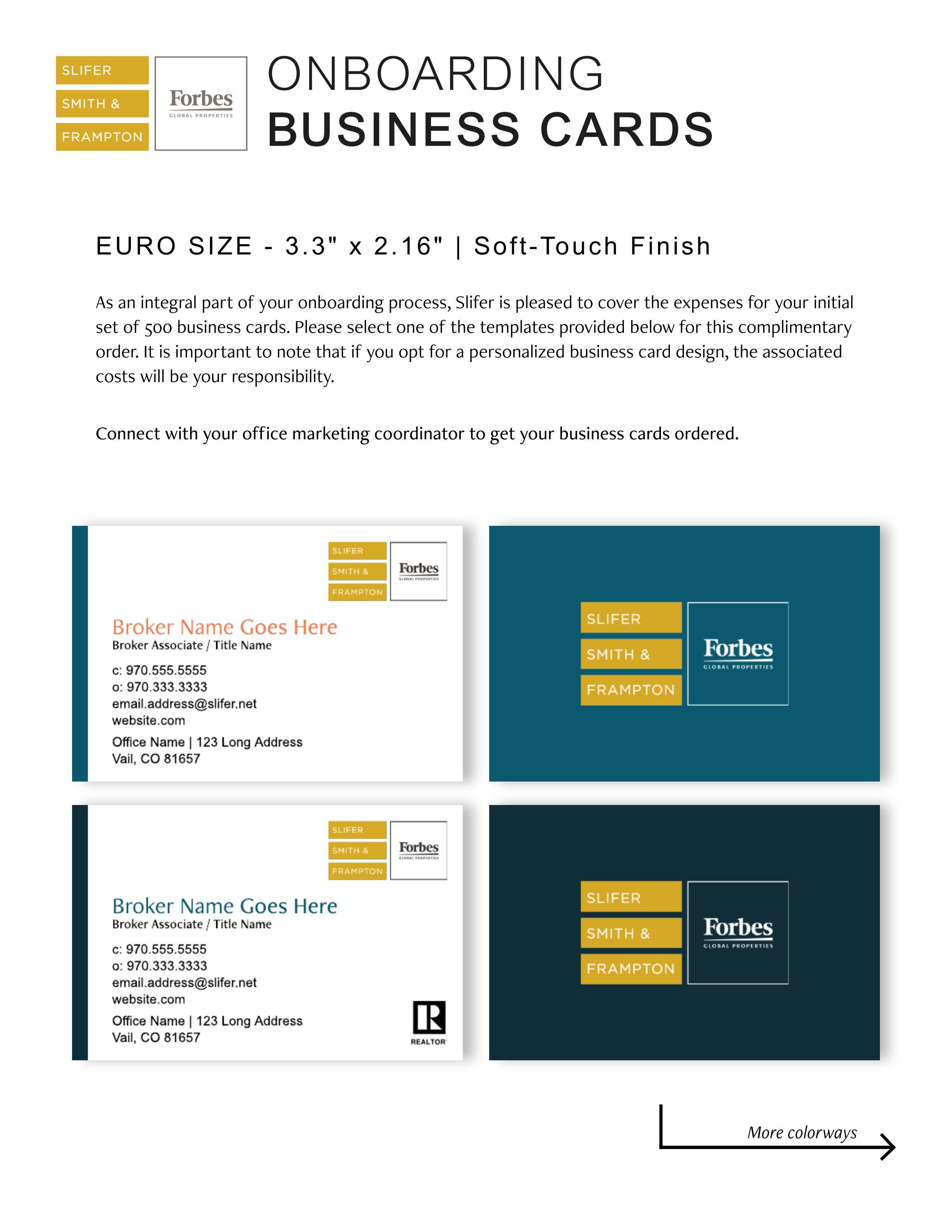 Slifer Onboarding Business Cards + Signs | 2024 by Slifer Smith ...