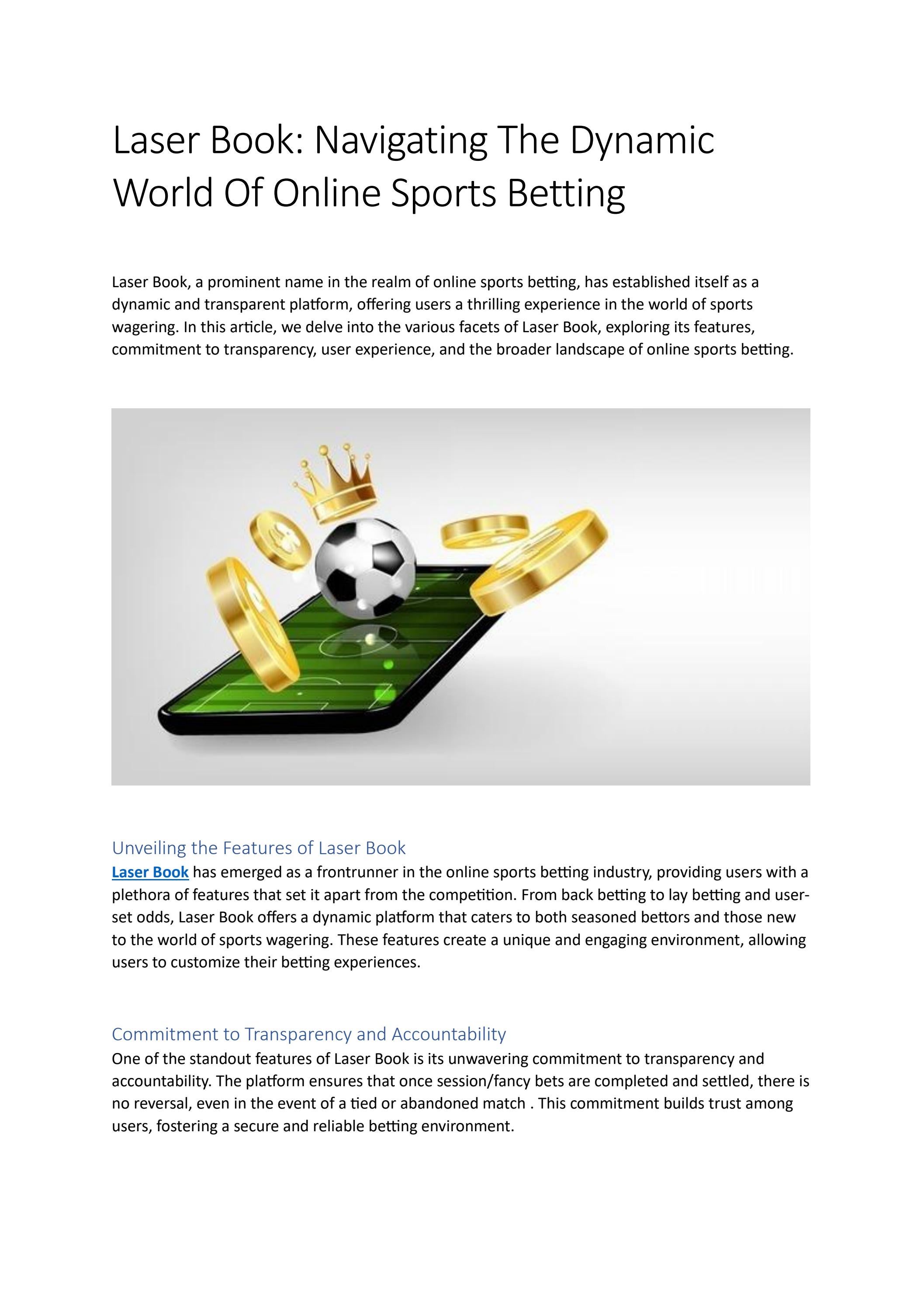 Laser Book: Navigating The Dynamic World Of Online Sports Betting by ...