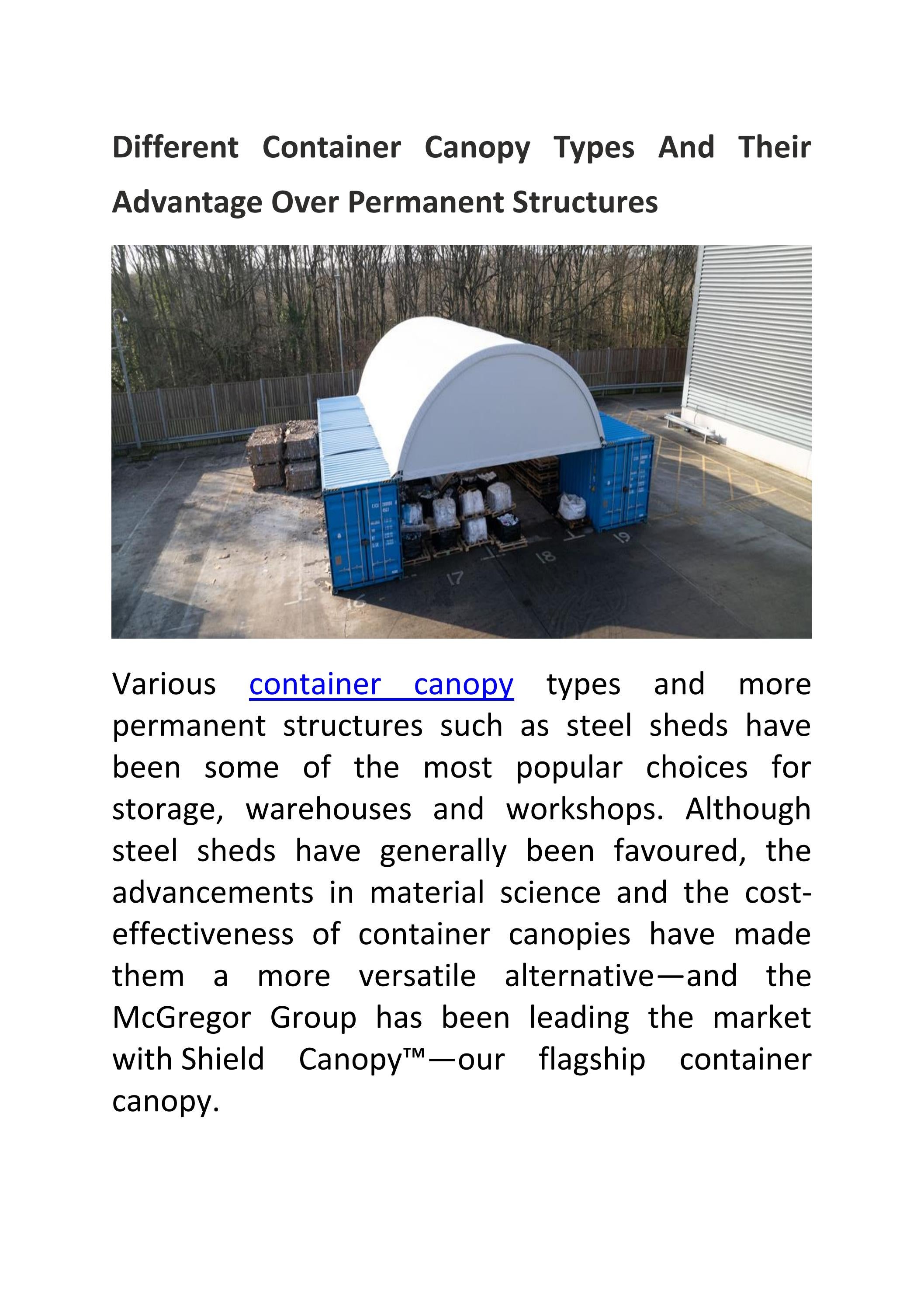 Choose container canopies for better flexibility by McGregor Structures ...