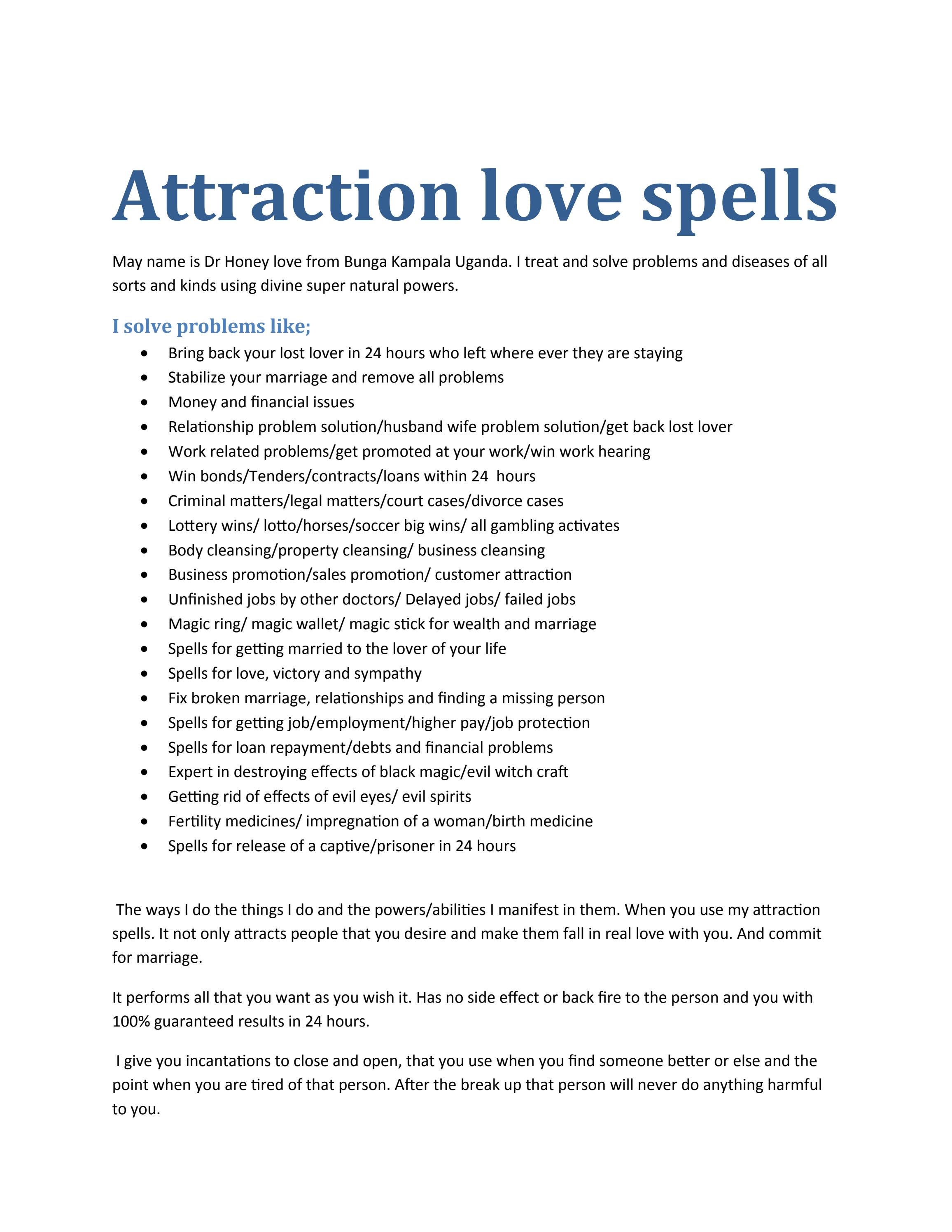ATTRACTION LOVE SPELL WHICH CAN WORK ON YOUR LOVER WITH IN 24-48HRS by ...