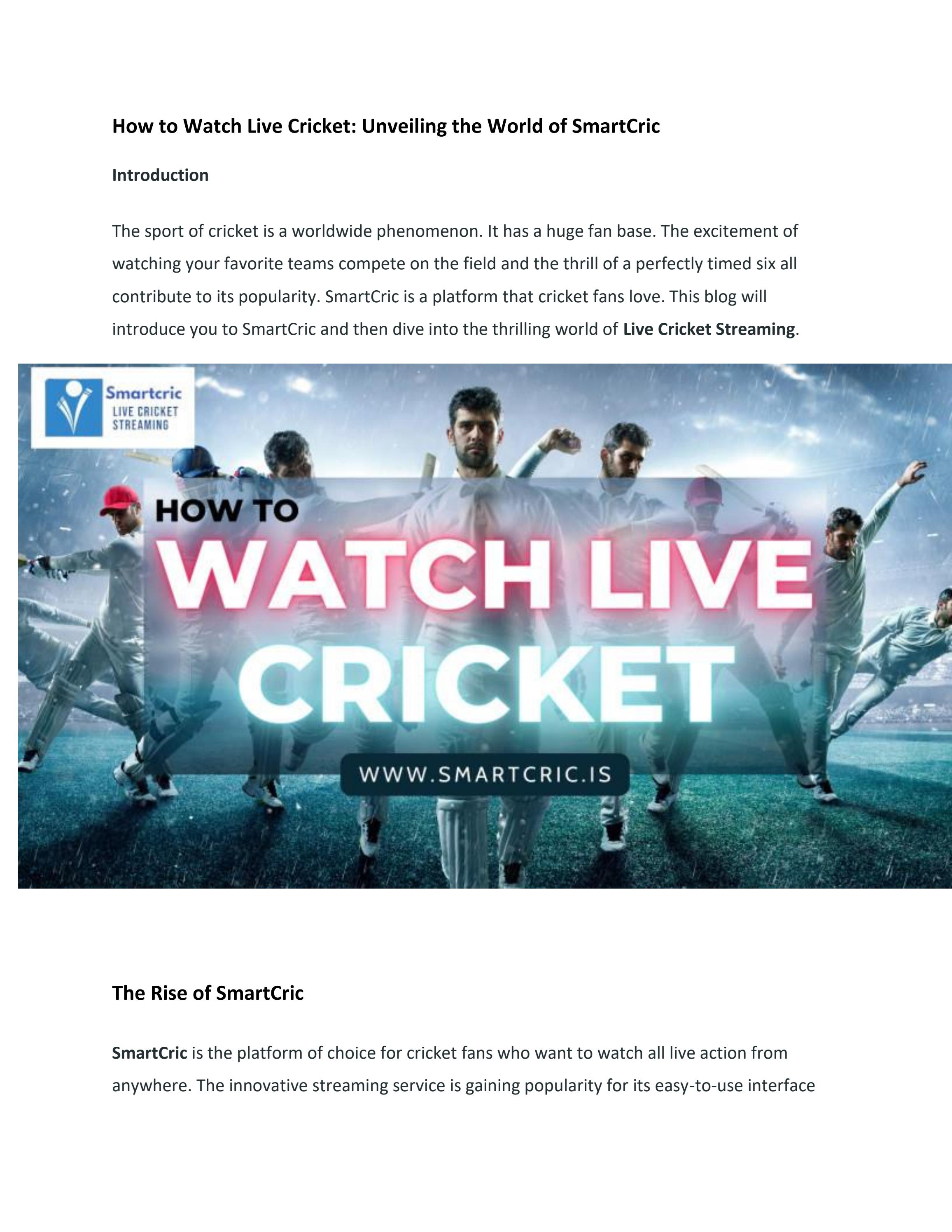 How to Watch Live Cricket: Unveiling the World of SmartCric by Smart ...