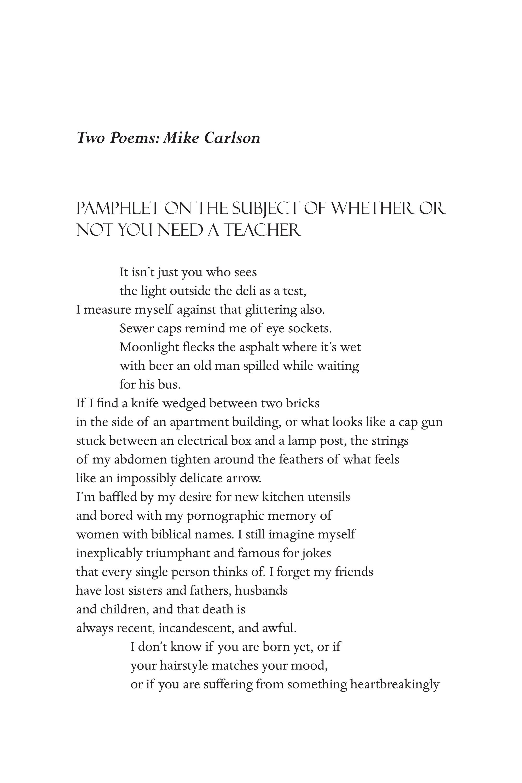 Two Poems by Mike Carlson by newletters - Issuu