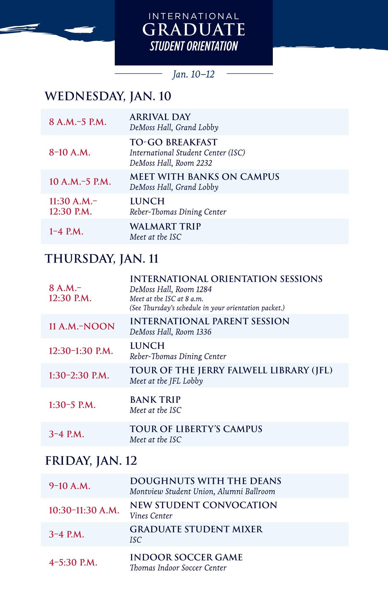Student’s Orientation Schedule Spring 2024- Graduate by Liberty ...