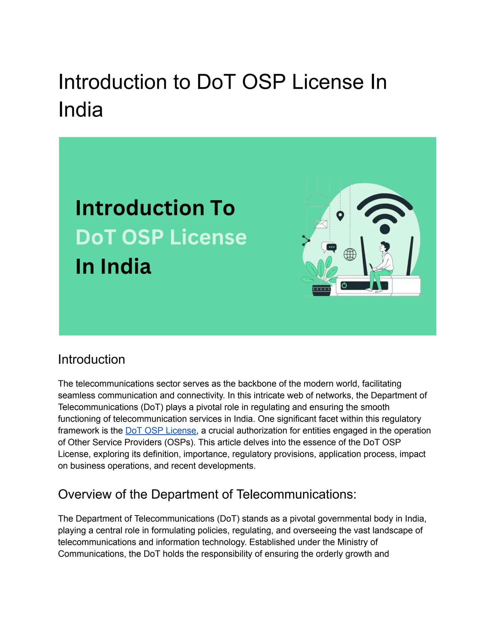 Introduction to DoT OSP License by anandsingh19166 - Issuu