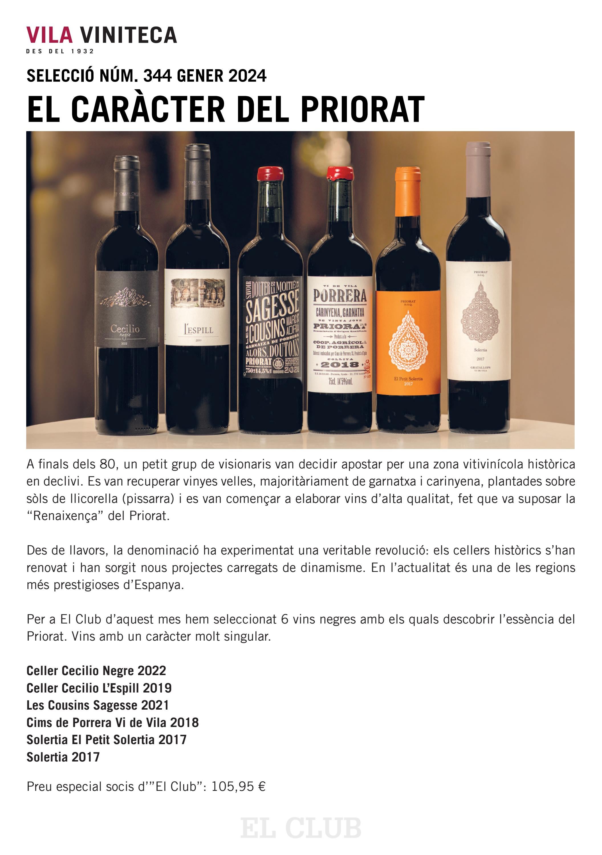 SELECCIÓ NÚM. 344 GENER 2024. EL CARÀCTER DEL PRIORAT by Vila Viniteca ...