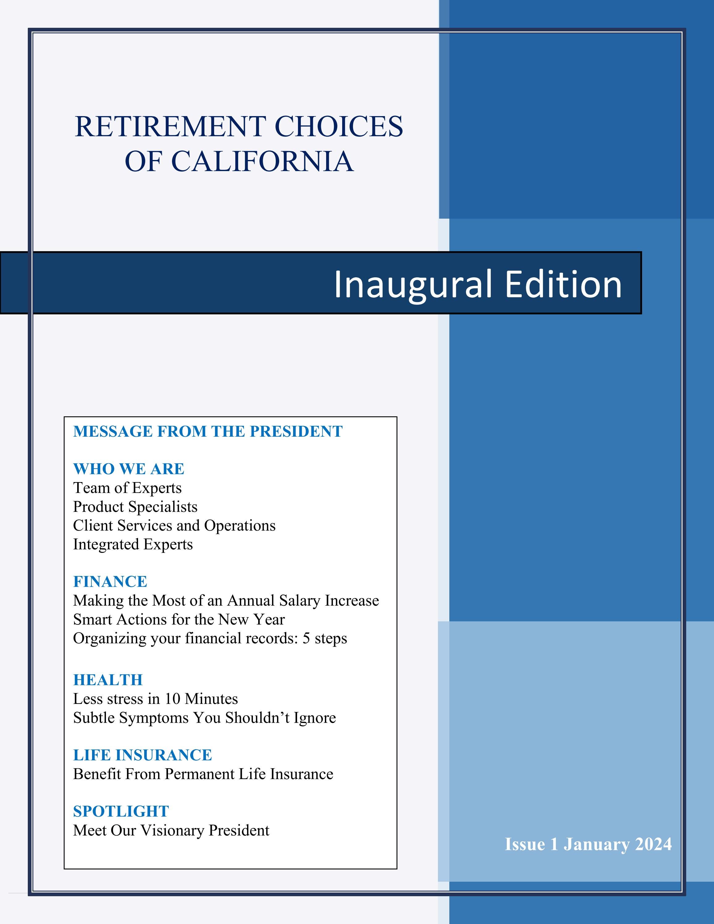 Retirement Choices of California Inaugural Newsletter by Retirement ...