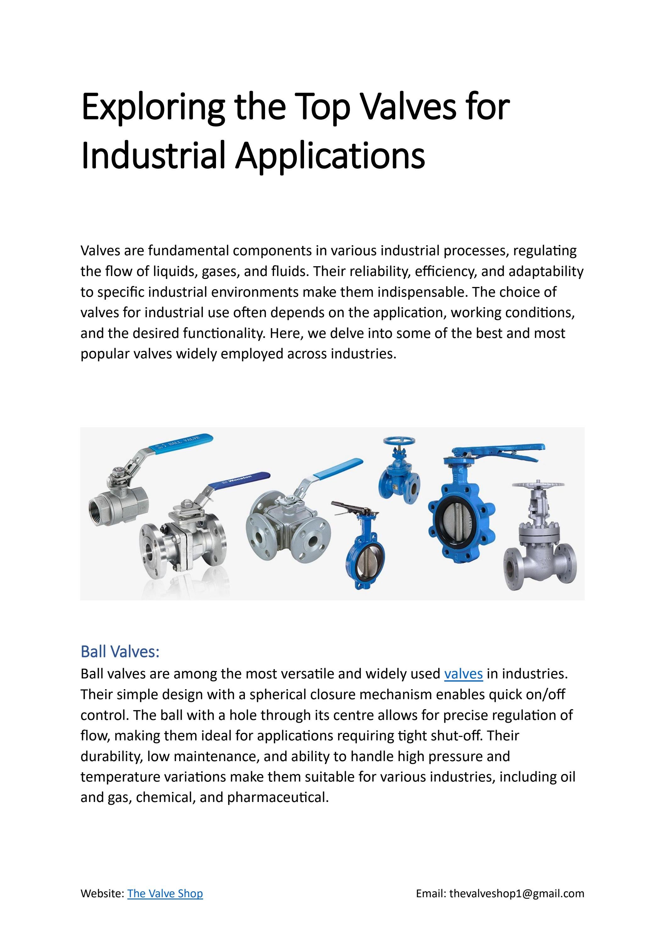 Exploring the Top Valves for Industrial Applications by thevalveshop ...
