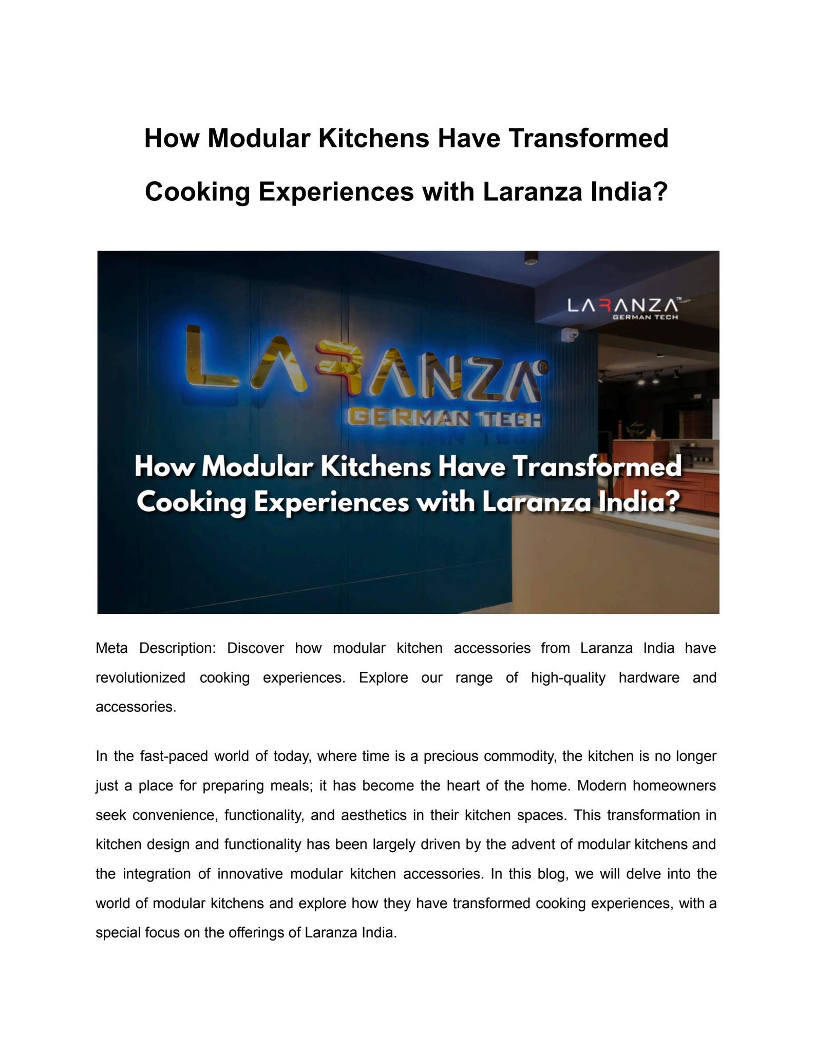 How Modular Kitchens Have Transformed Cooking Experiences with Laranza ...