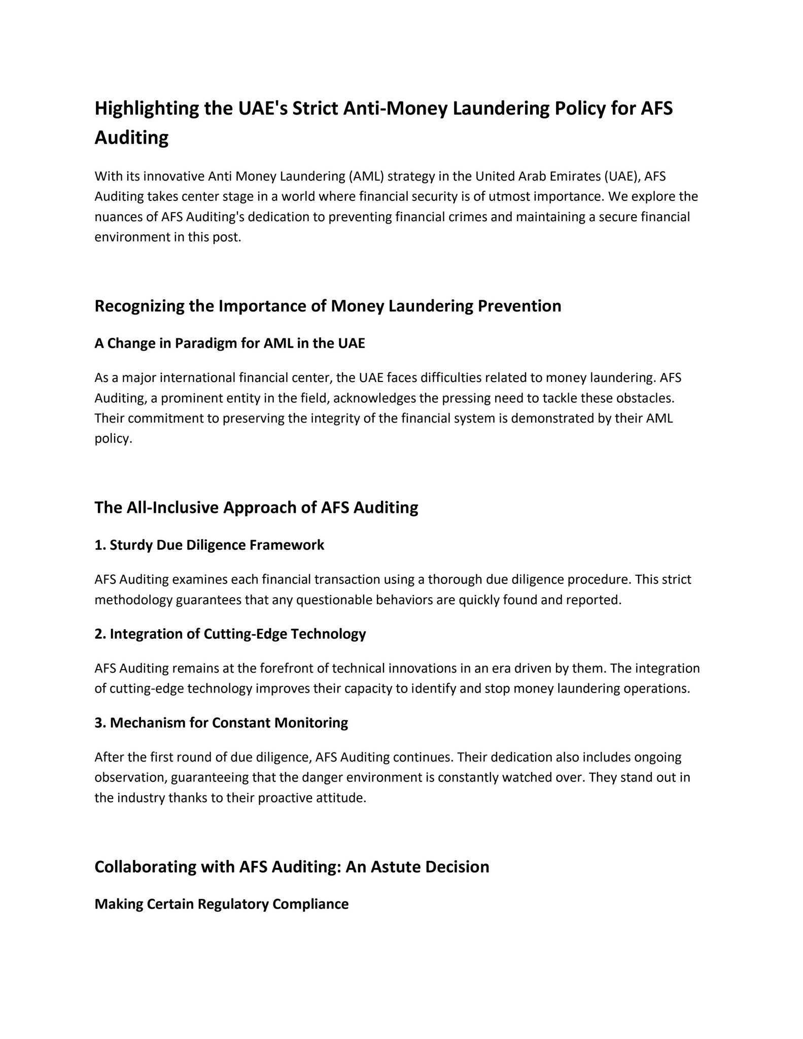 Anti Money Laundering Policy in UAE by afs auditing - Issuu