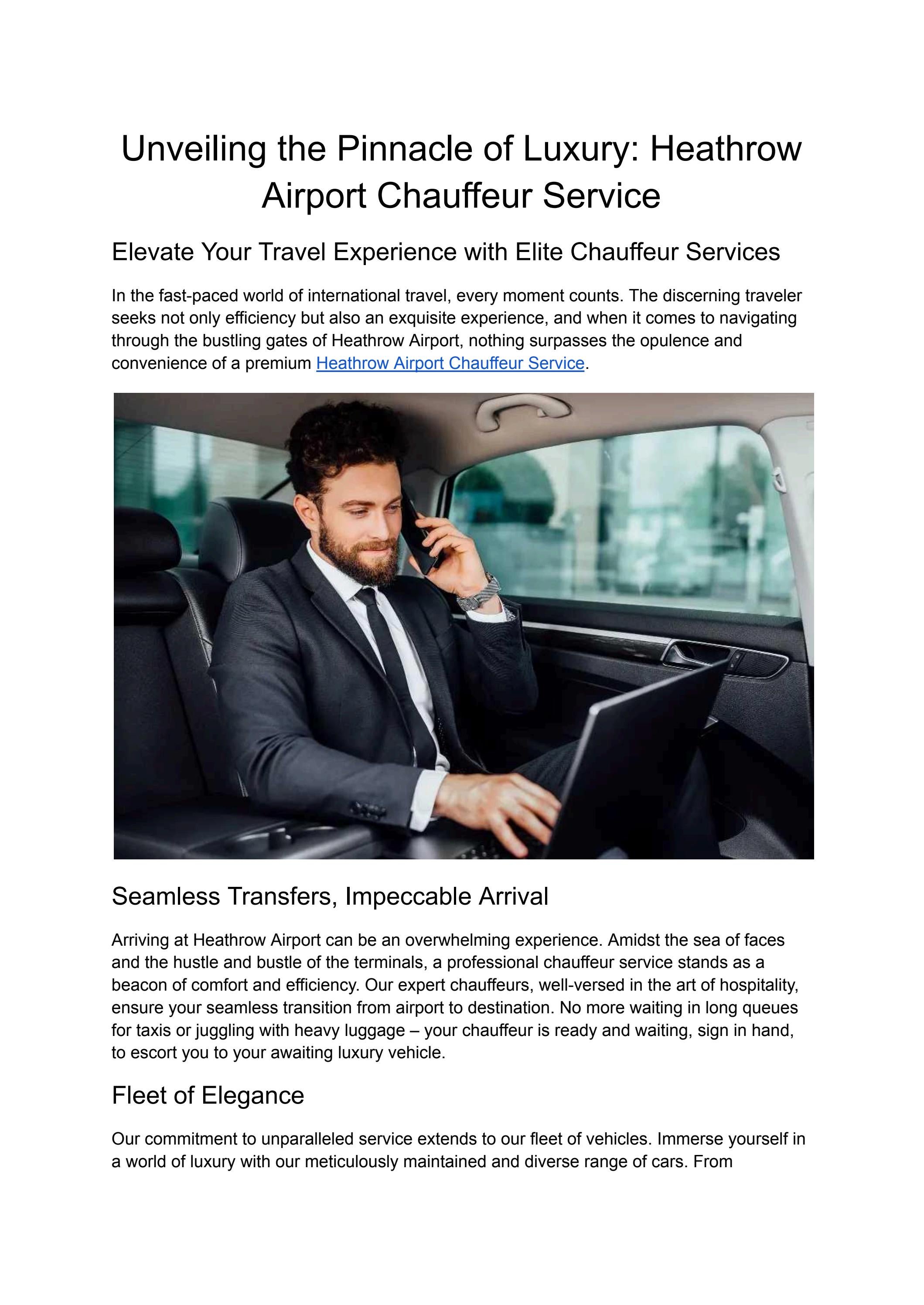 Chauffeur Driven Car Service in Heathrow Airport by ...