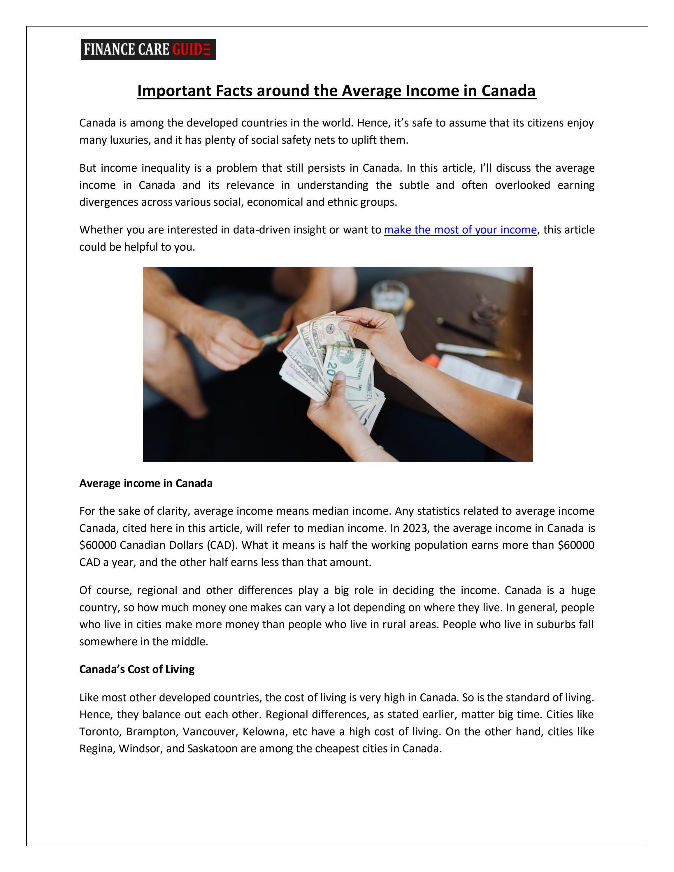 Important Facts Around The Average Income In Canada By Archie Bradley Important Facts Around The Average Income In Canada By Archie Bradley