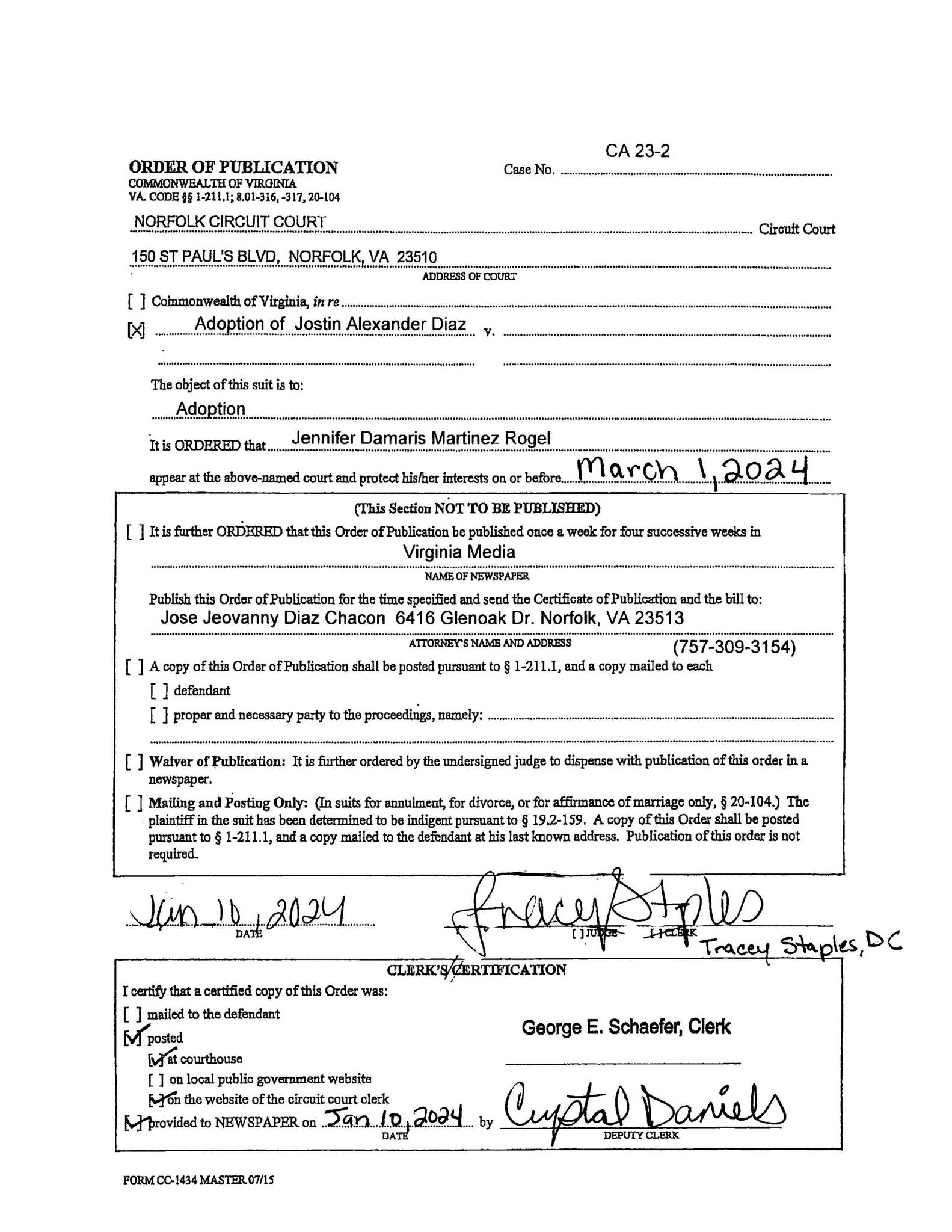 CA23-2 ORDER OF PUBLICATION by Norfolk Circuit Court Clerk's Office - Issuu