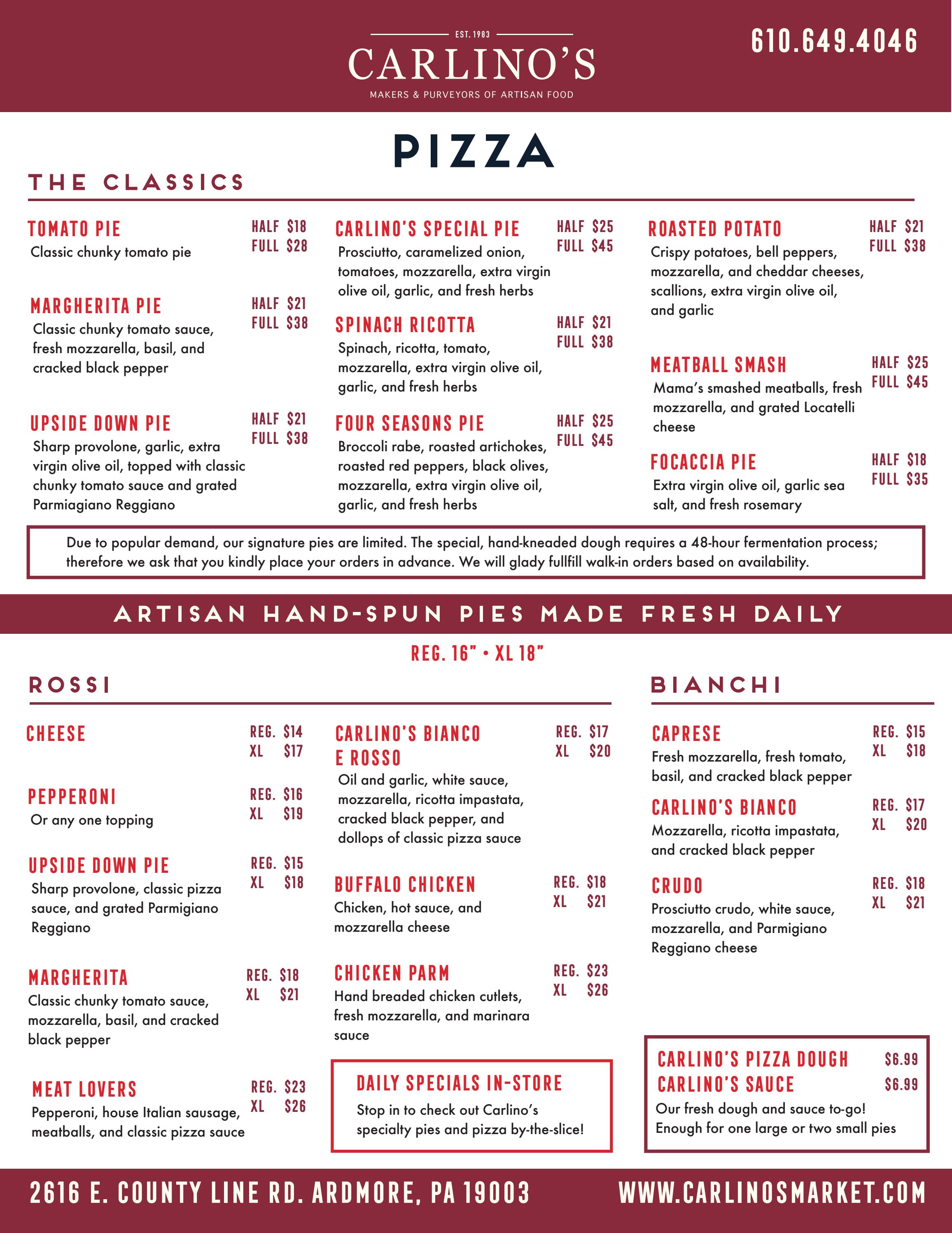 Carlino's Pizza Menu by CarlinosMarket - Issuu