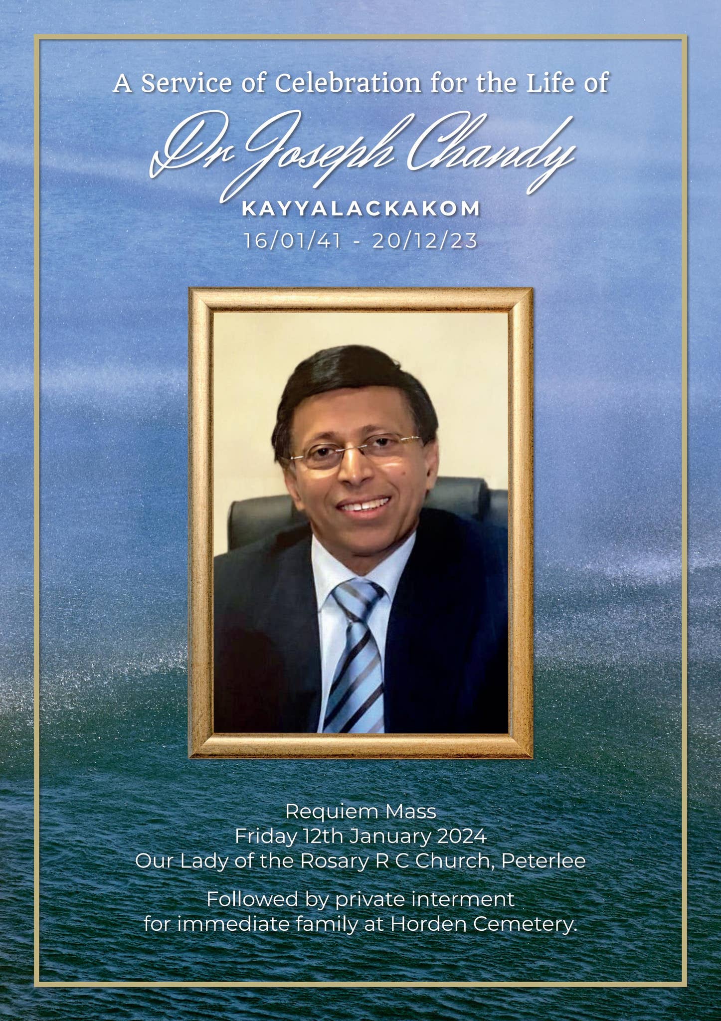 Order of Service for the late Dr Joseph Chandy by WhitesprintUK - Issuu