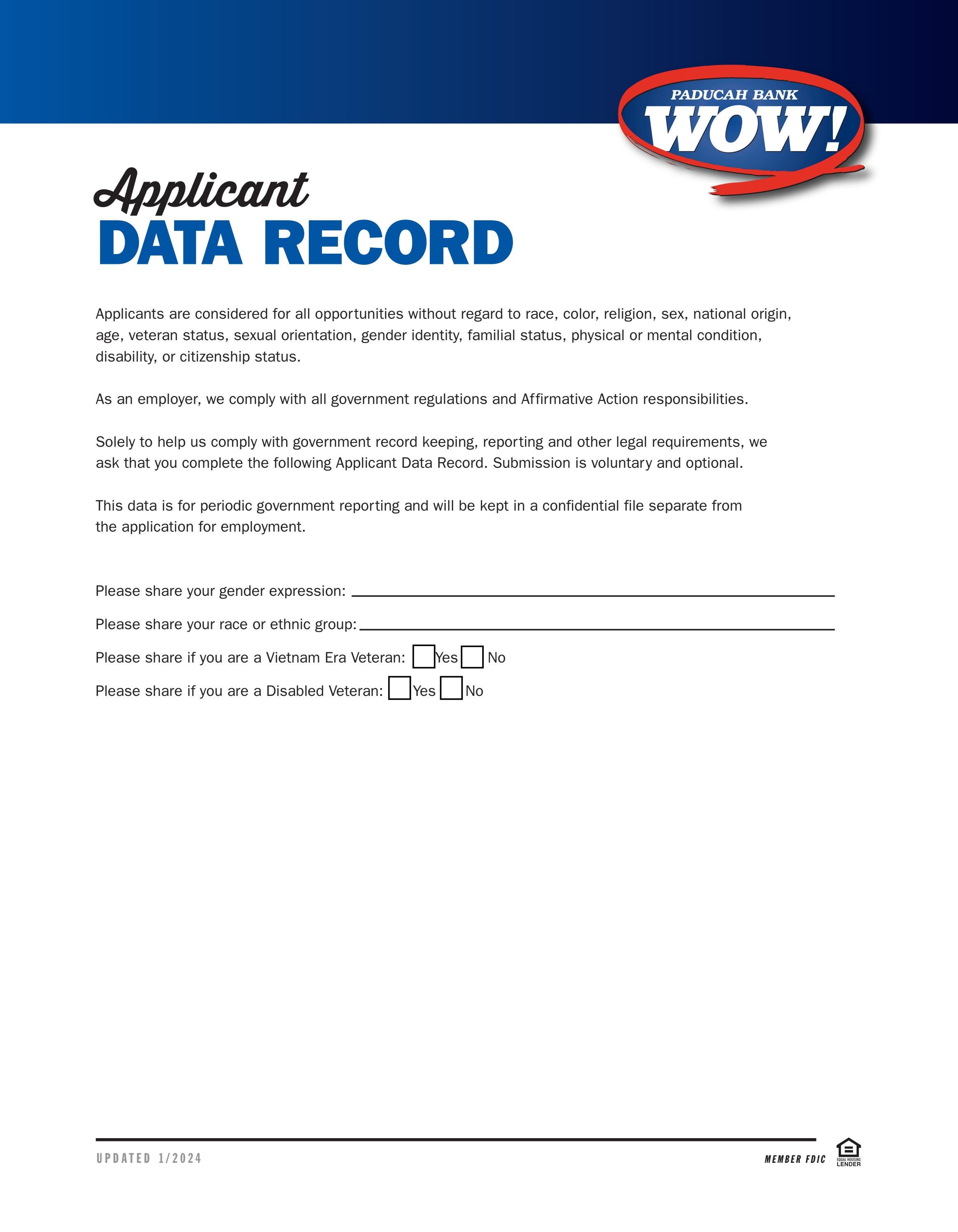 Applicant Data Record - PB - Fillable Fields by PaducahBank - Issuu