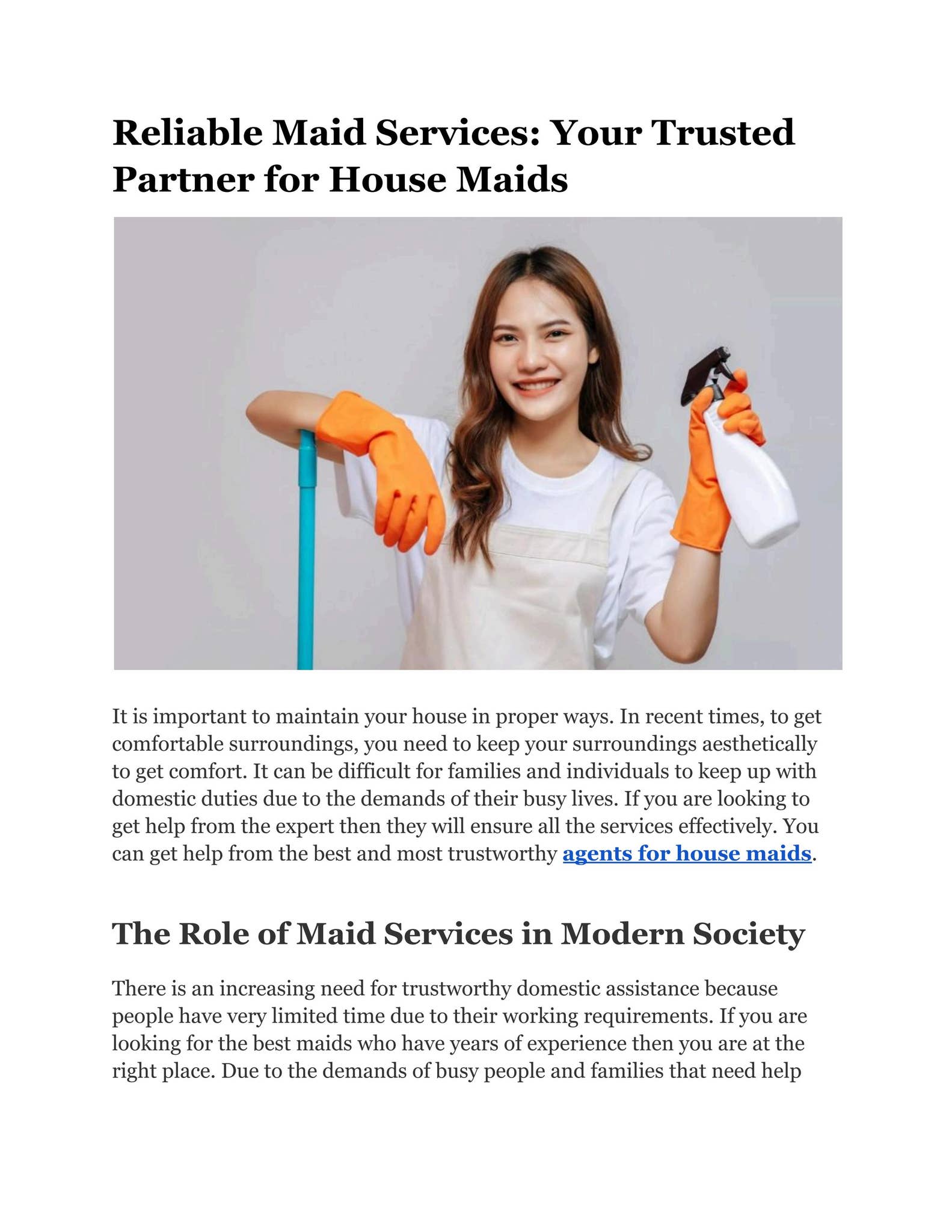 Reliable Maid Services: Your Trusted Partner for House Maids by ...