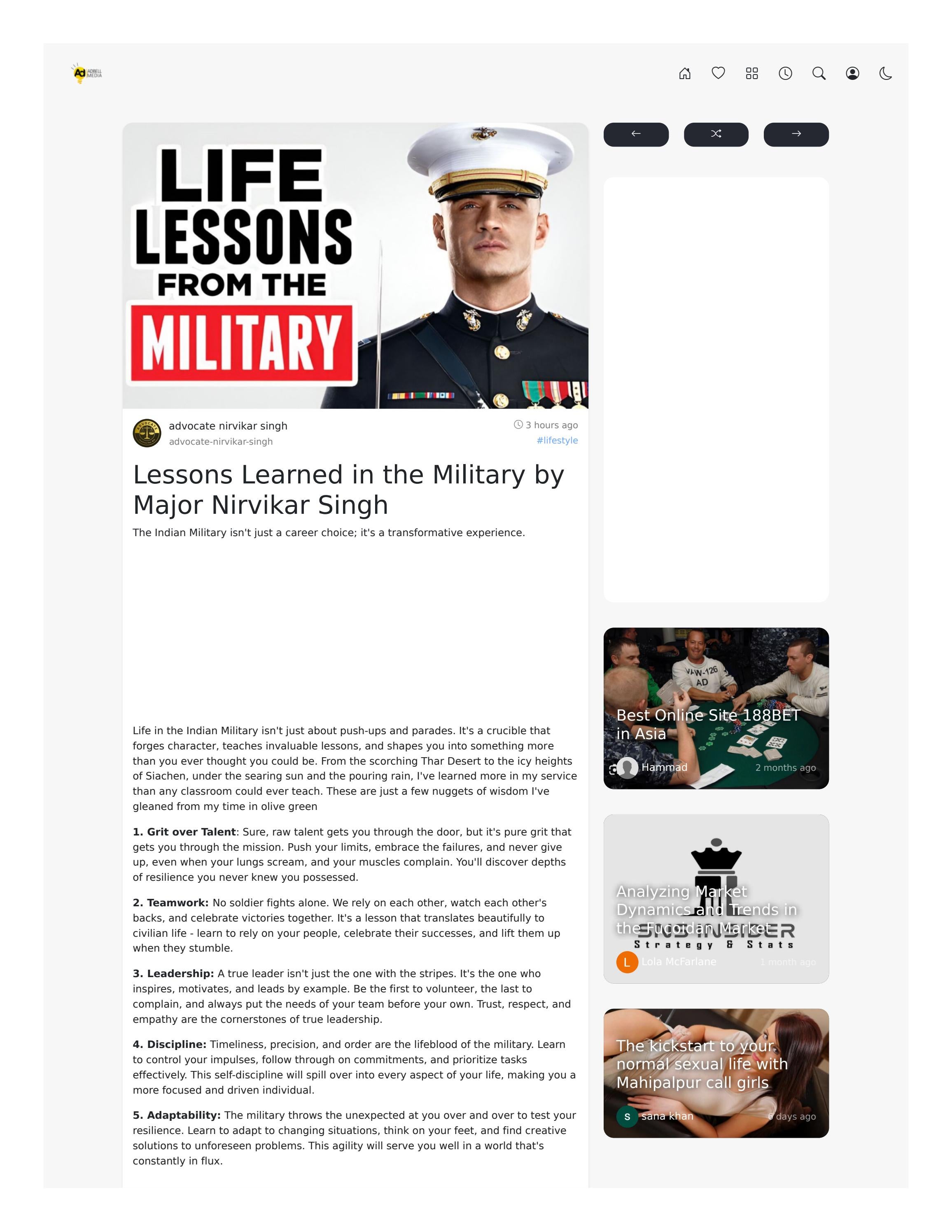 Lessons Learned in the Military by Major Nirvikar Singh by advocate ...
