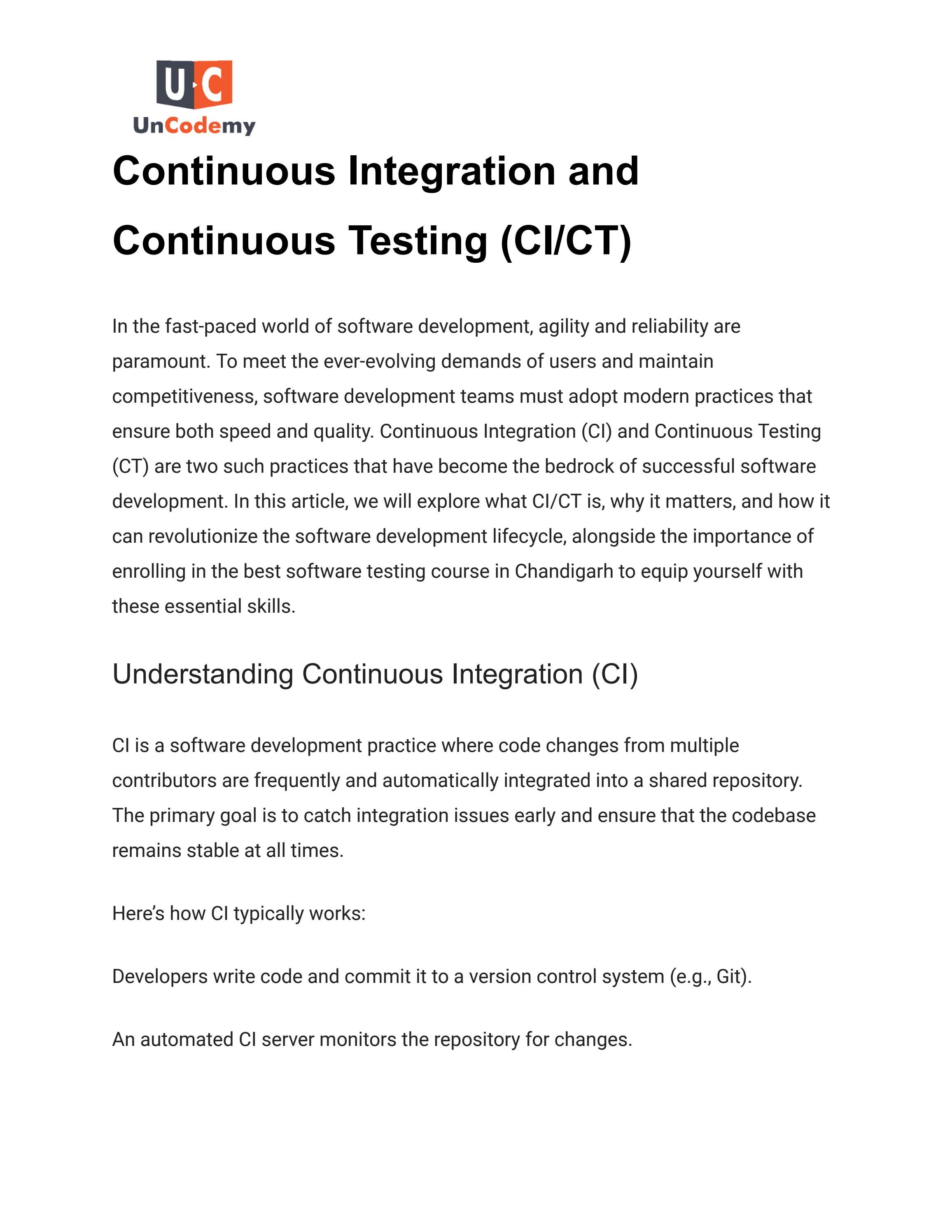 Continuous Integration and Continuous Testing (CI/CT) by archijain931 ...