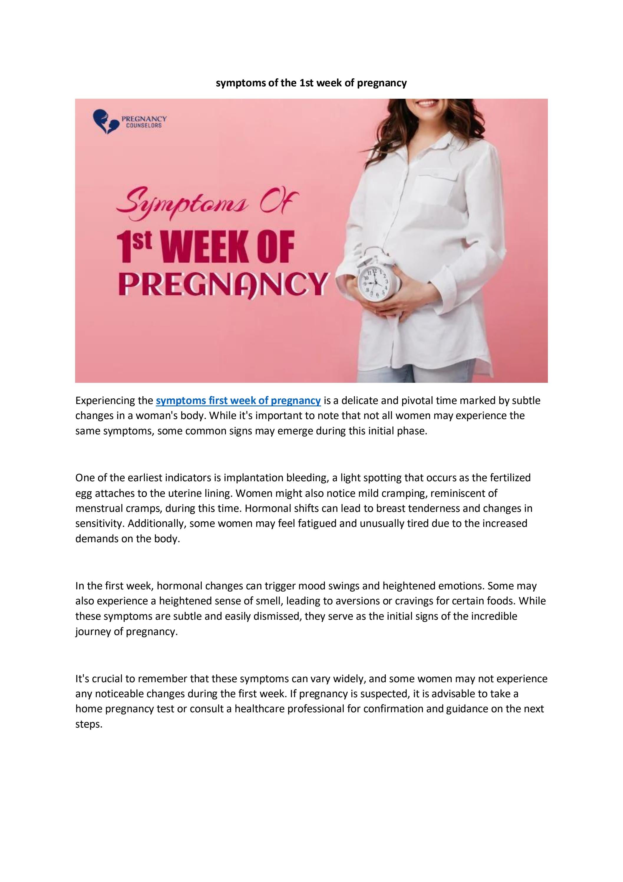 Unveiling the Early Signs Decode the Symptoms of the First Week of ...