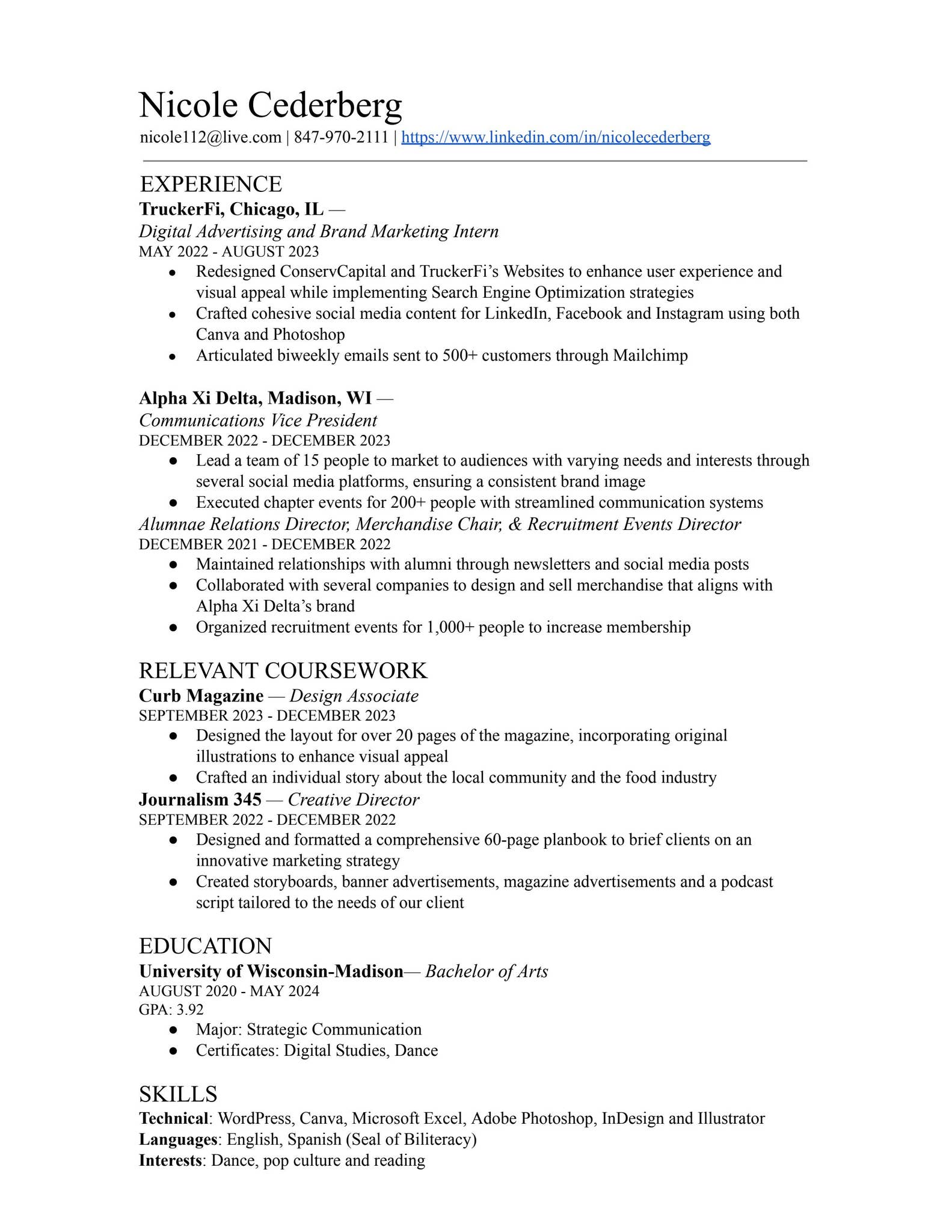 Nicole Cederberg Resume by NICOLE CEDERBERG - Issuu