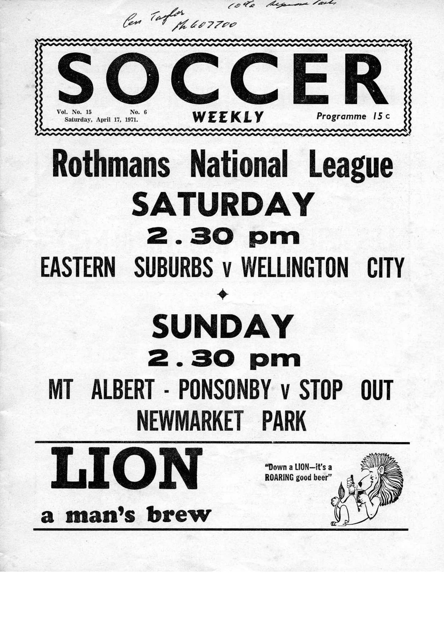 New Zealand's Soccer Weekly (April 17, 1971) by Friends of Football NZ ...