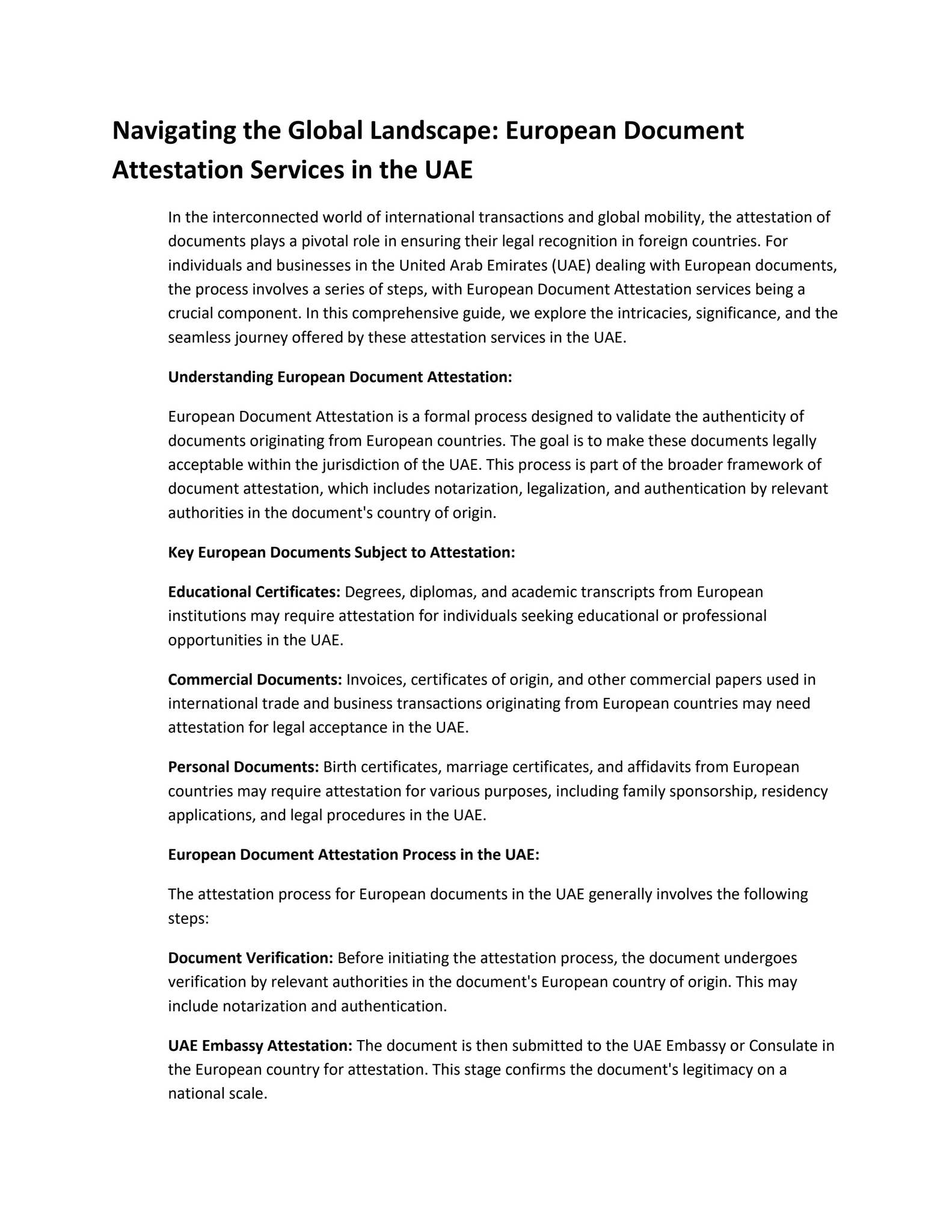 Global Pathways: European Documents Attestation Services for ...