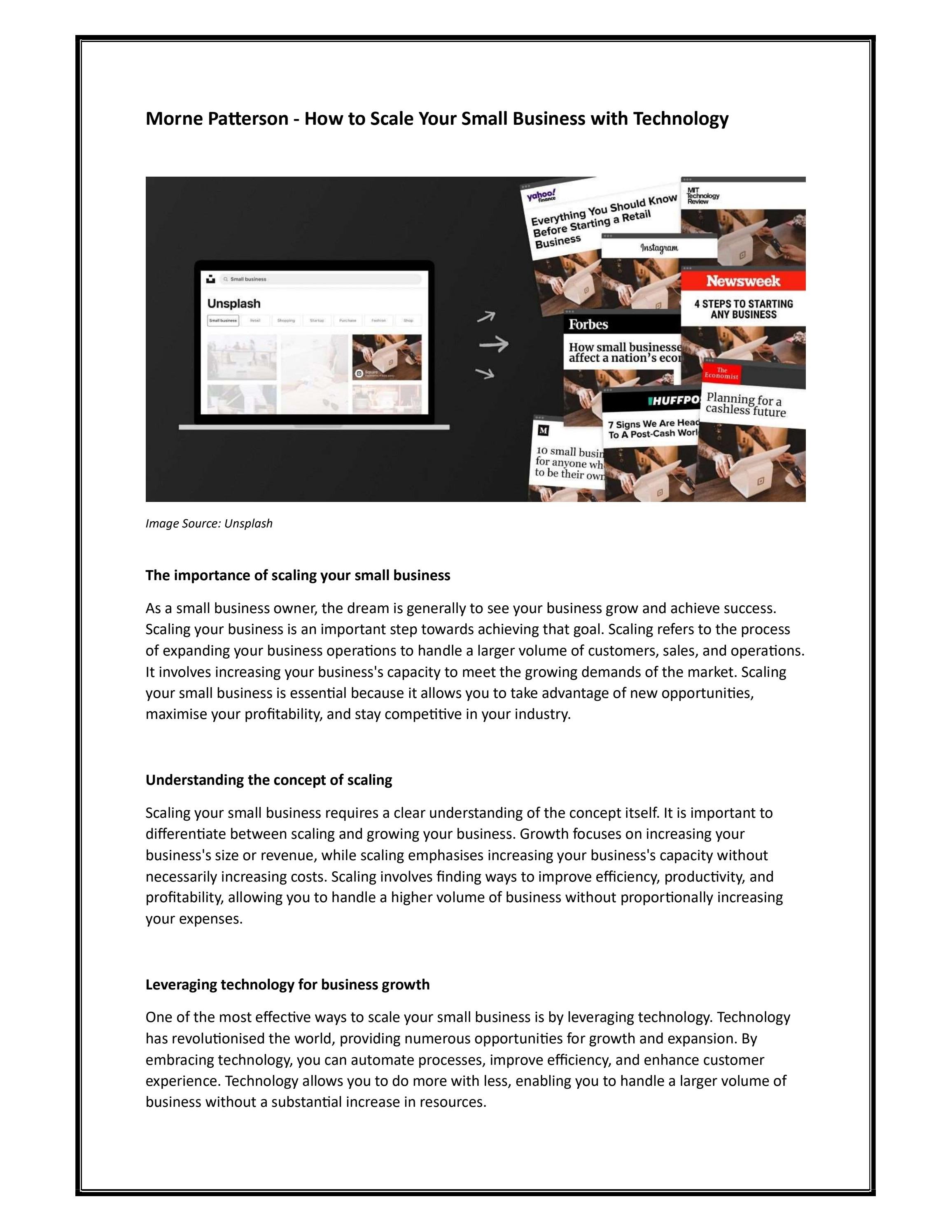 Morne Patterson How To Scale Your Small Business With Technology By