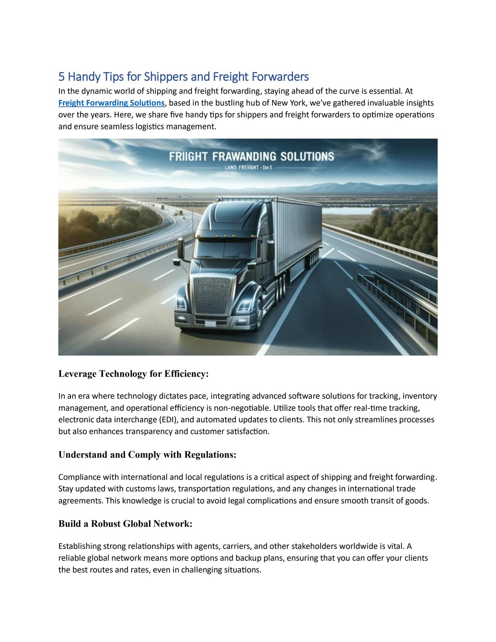 5 Handy Tips For Shippers And Freight Forwarders By