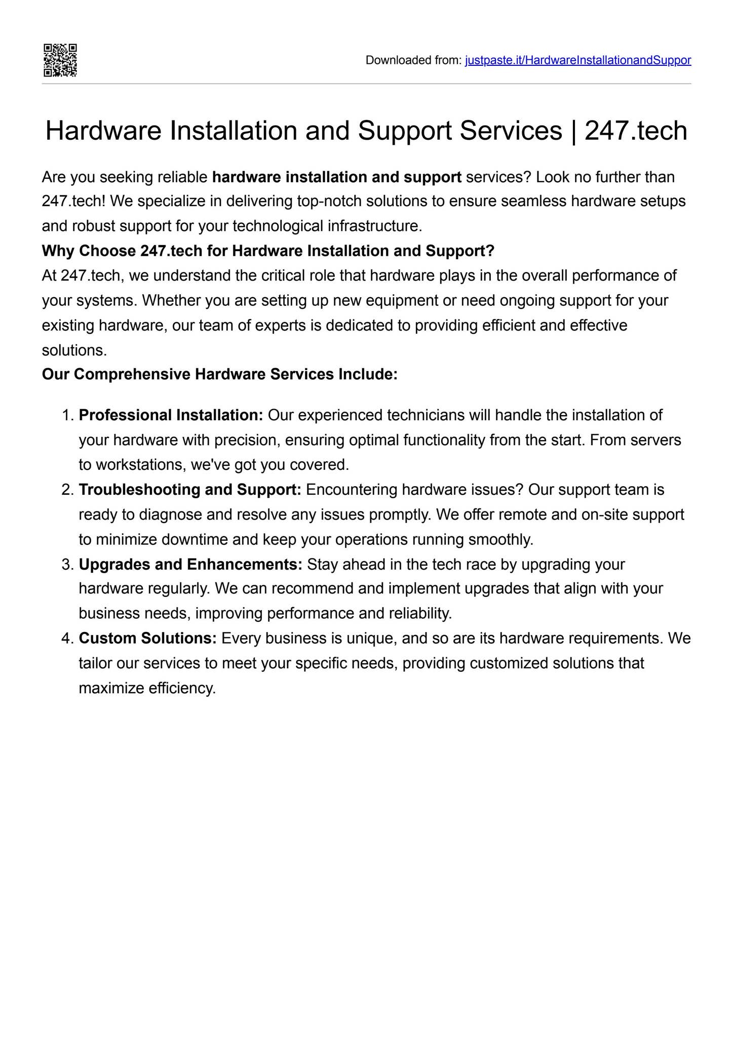 Hardware Installation and Support Services | 247.tech by 247tech - Issuu