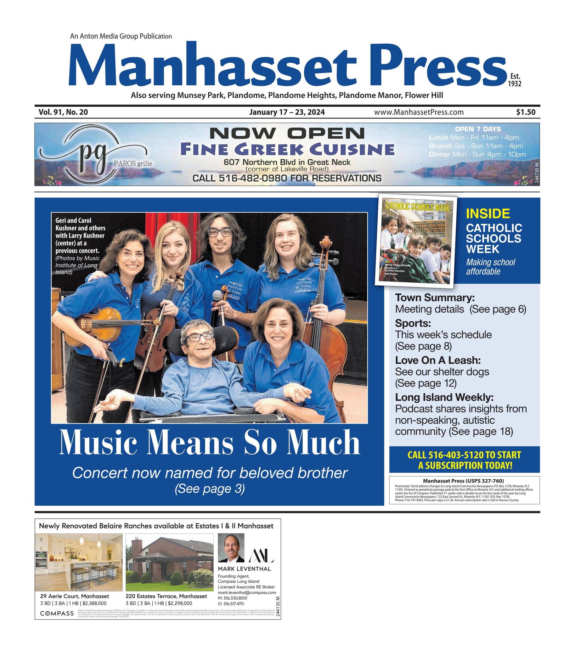 Manhasset Press 1/17/24 edition is published weekly by Anton Media ...