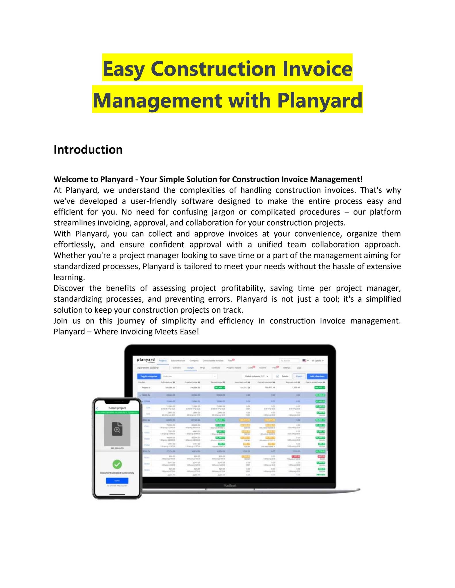 Effortless Construction Invoice Management | Simplify with Planyard by ...