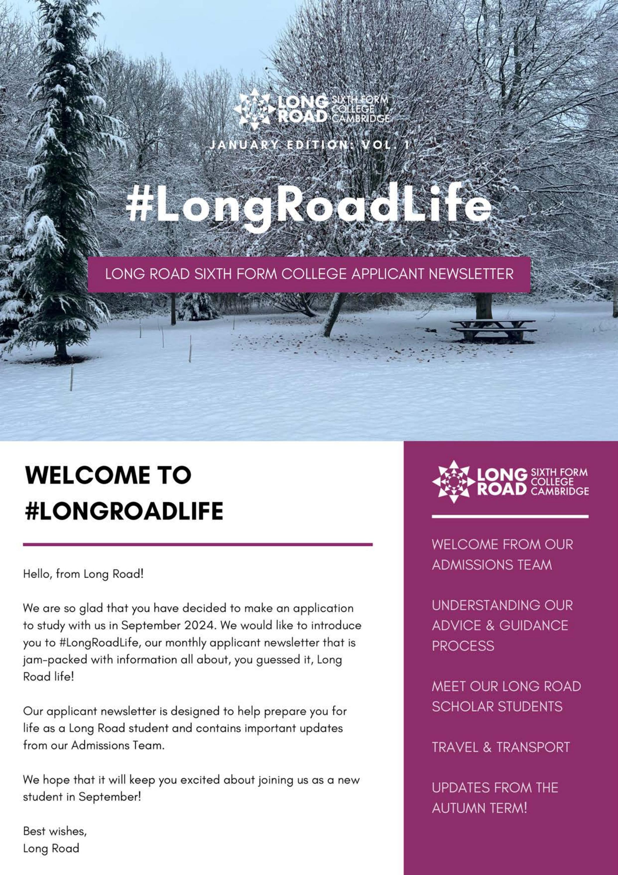 #LongRoadLife - January 2024 by Long Road Sixth Form College - Issuu