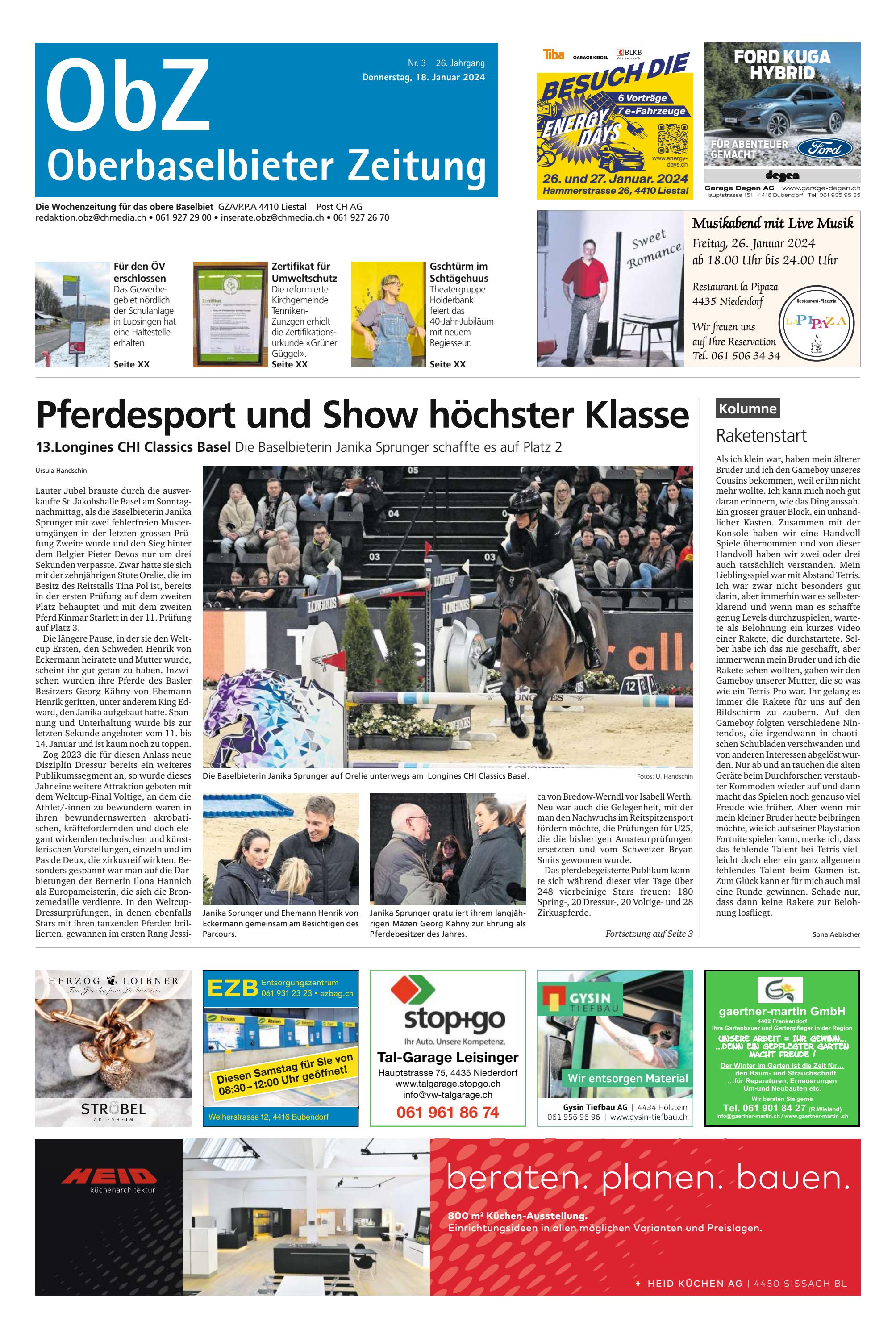 Oberbaselbieter Zeitung vom 18. Januar 2024 by AZ-Anzeiger - Issuu