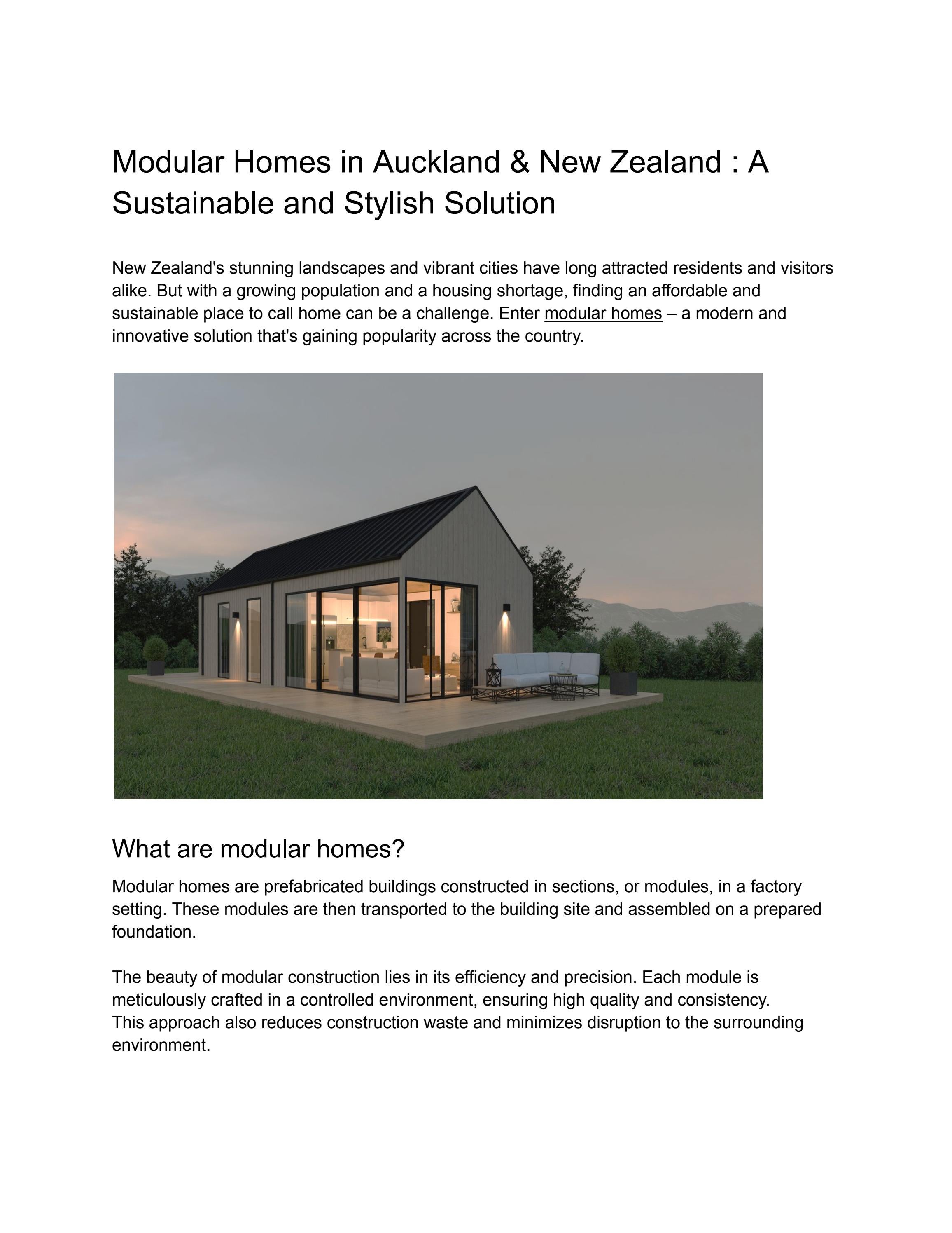 Modular Homes in Auckland & New Zealand : A Sustainable and Stylish ...
