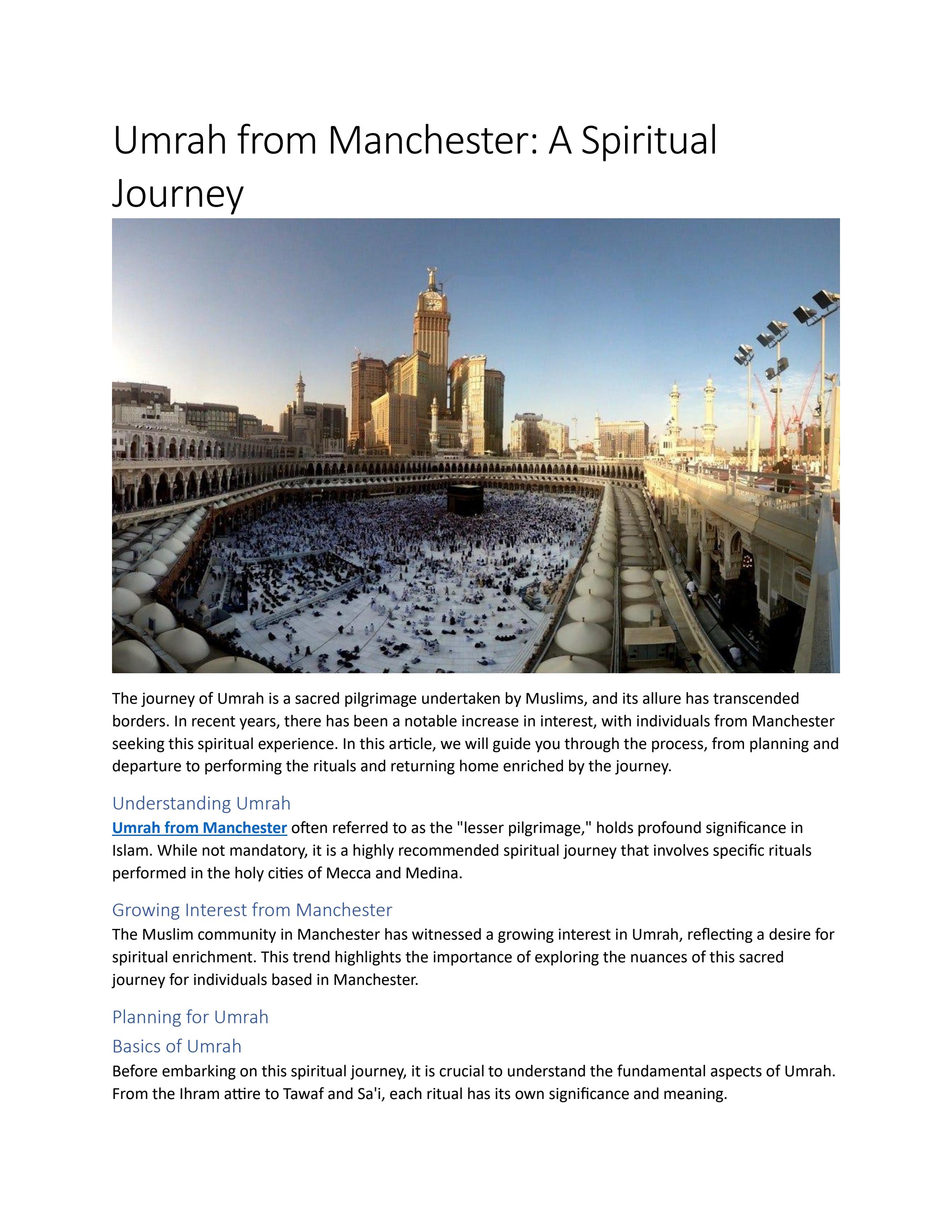 Umrah from Manchester: A Comprehensive Guide by Hajj Umrah Packages - Issuu
