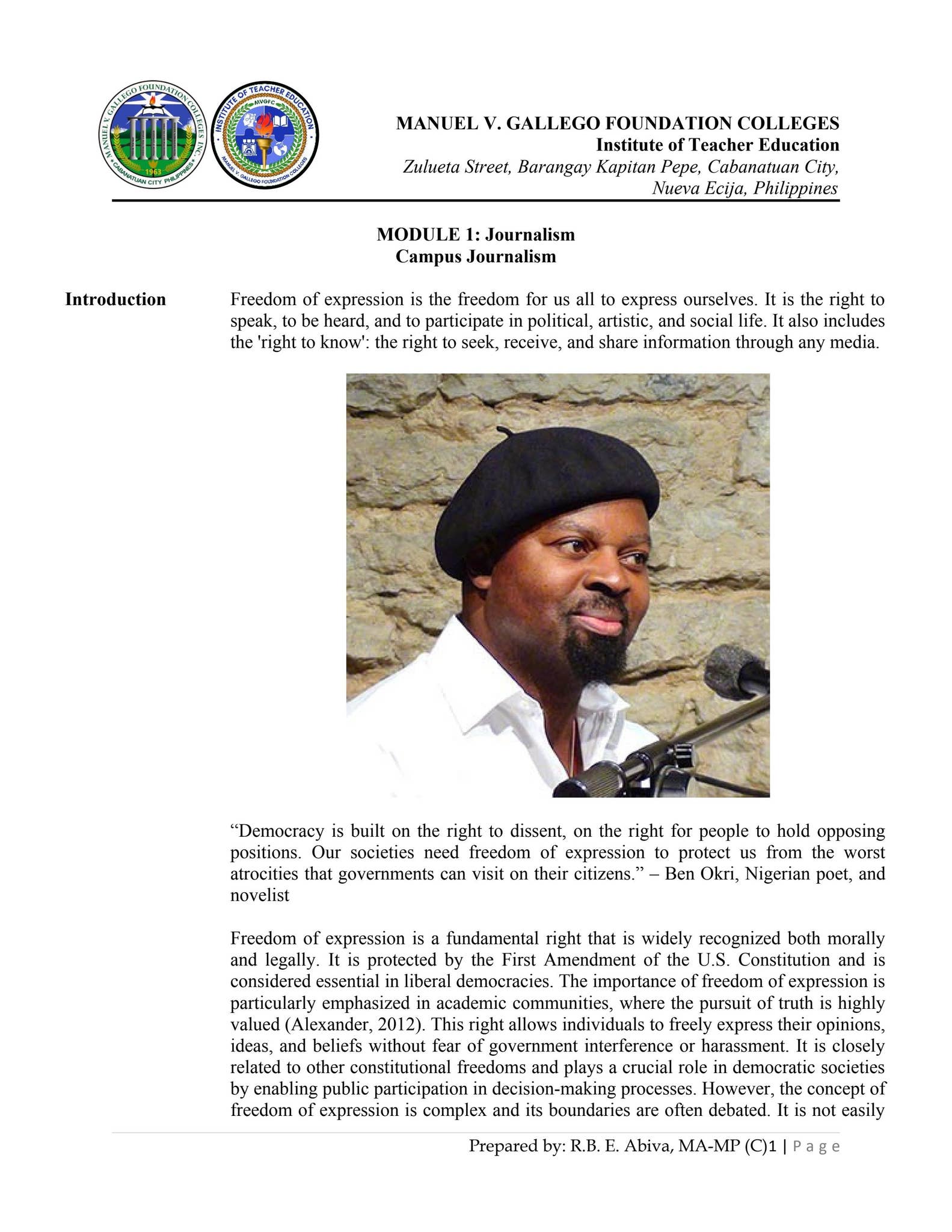 MODULE 1: Journalism Campus Journalism by RB Abiva - Issuu